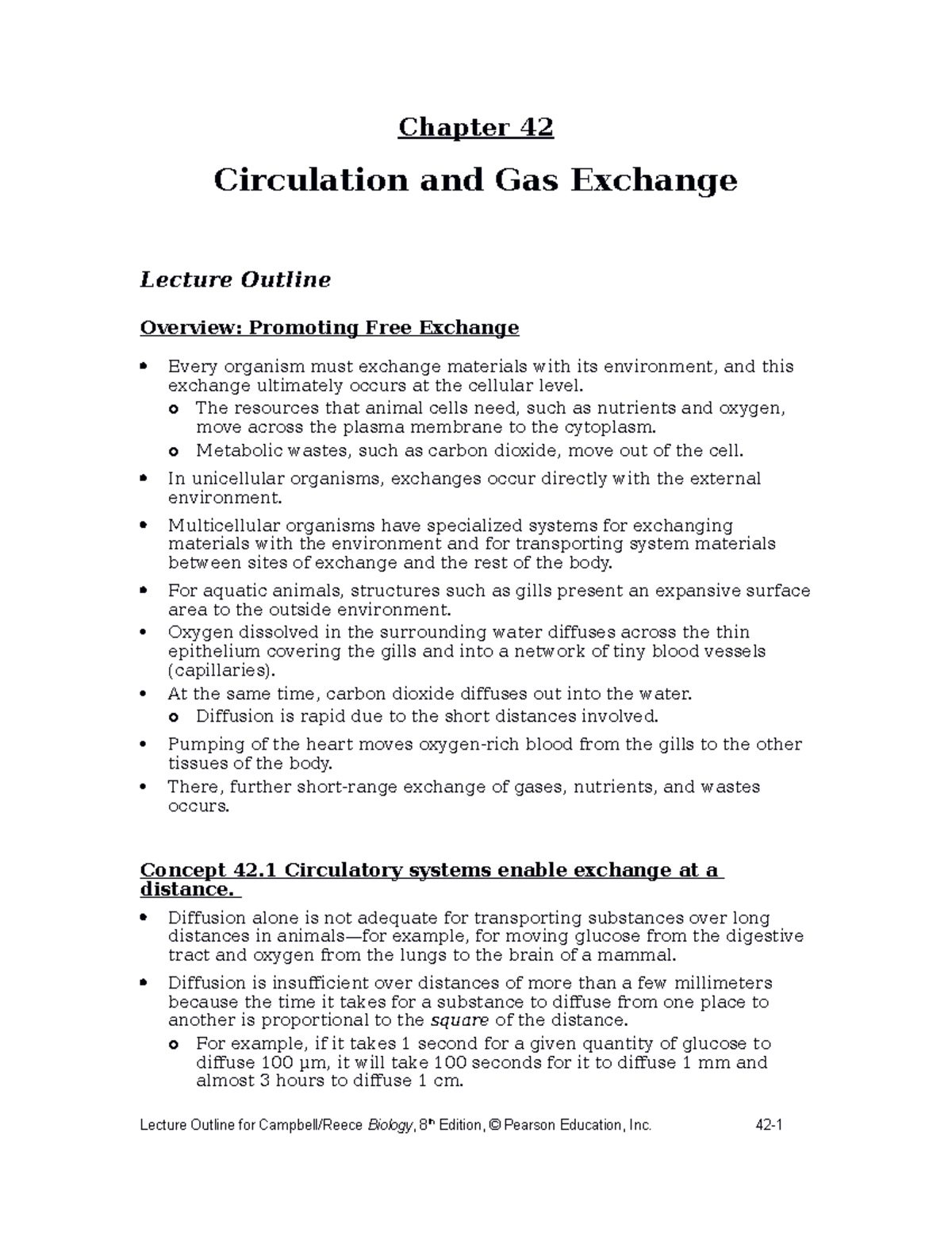 42 Detail Lect Out - chap 42 notes - Chapter 42 Circulation and Gas ...
