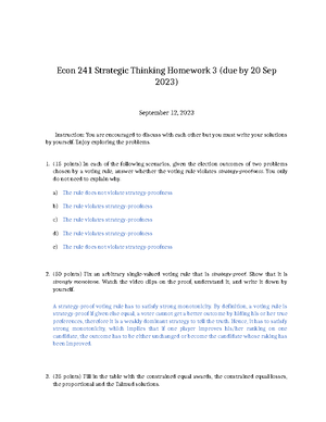 HW6Solutions - Tutorial 6 Solutions - Econ 241 Strategic Thinking ...