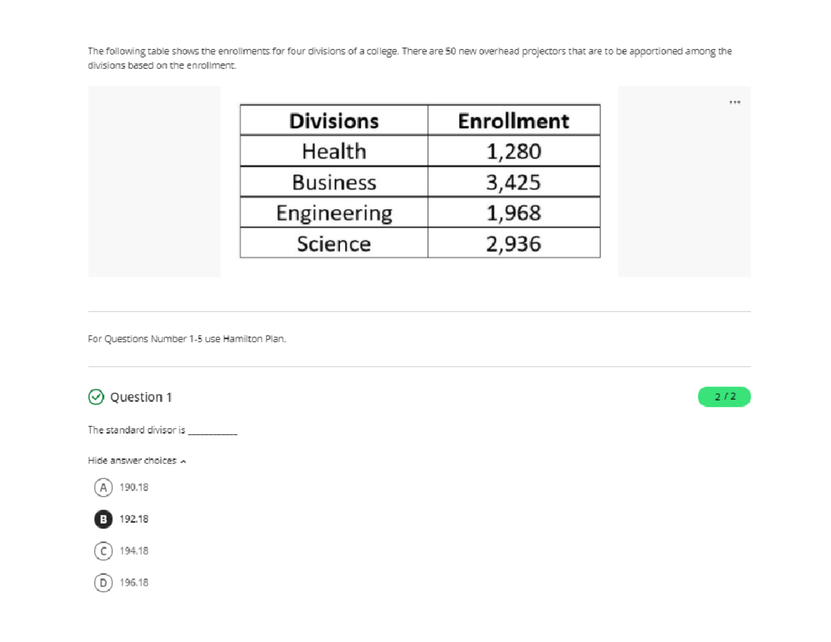 Module 6 activity 2- apportionment - Chemical Engineering - Studocu