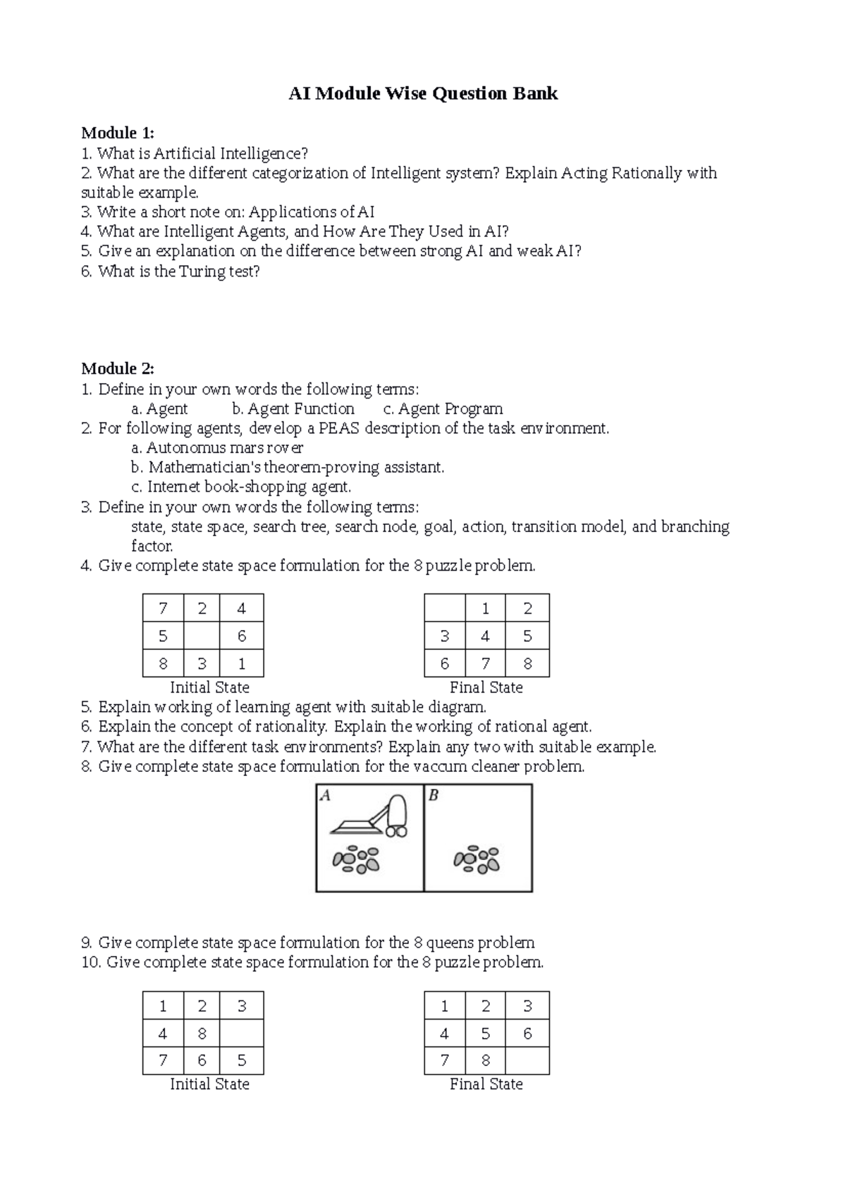 AI QB - These are some important questions you can practice for theory exams. - AI Module Wise ...