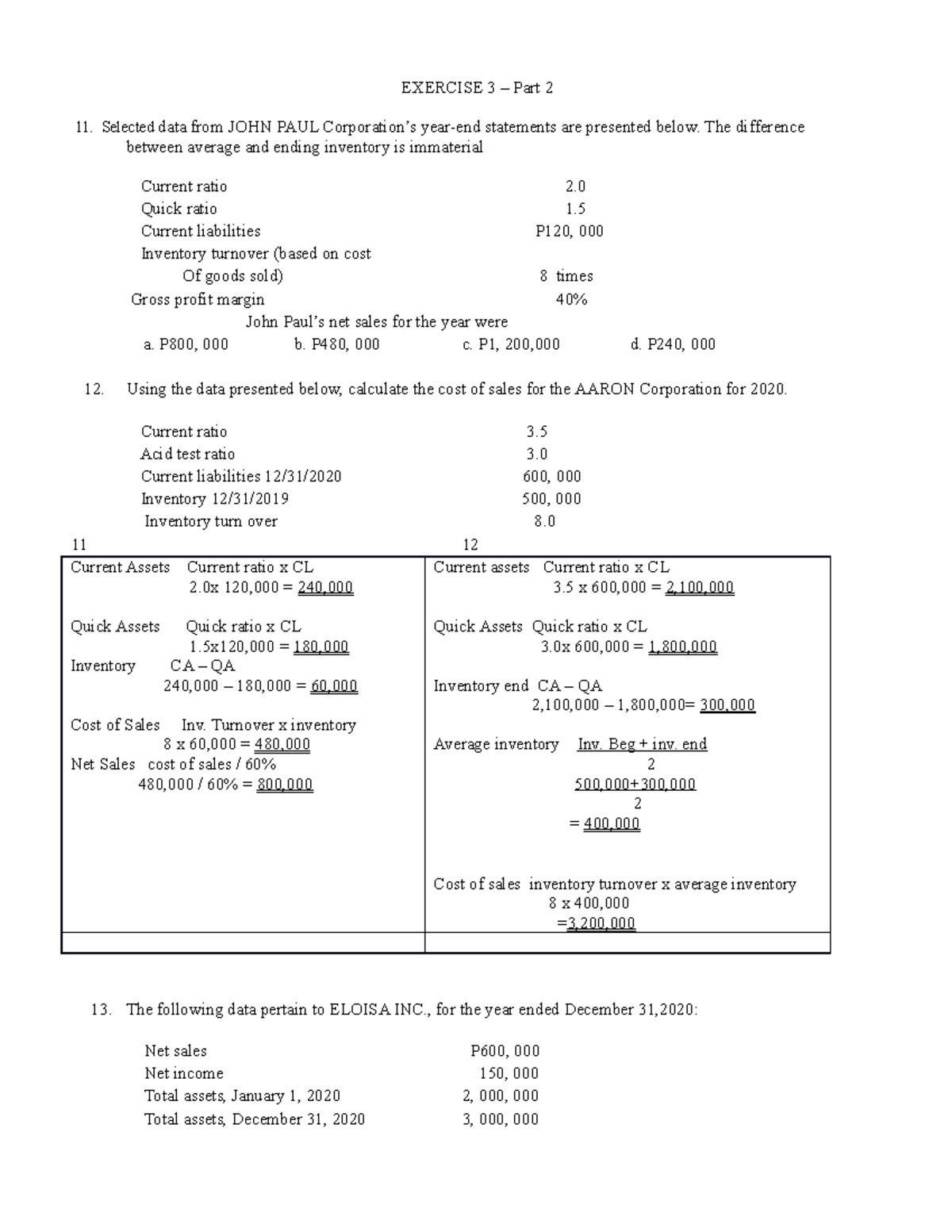 Exercise 3 Part 2 - This is a lecture note from financial management ...