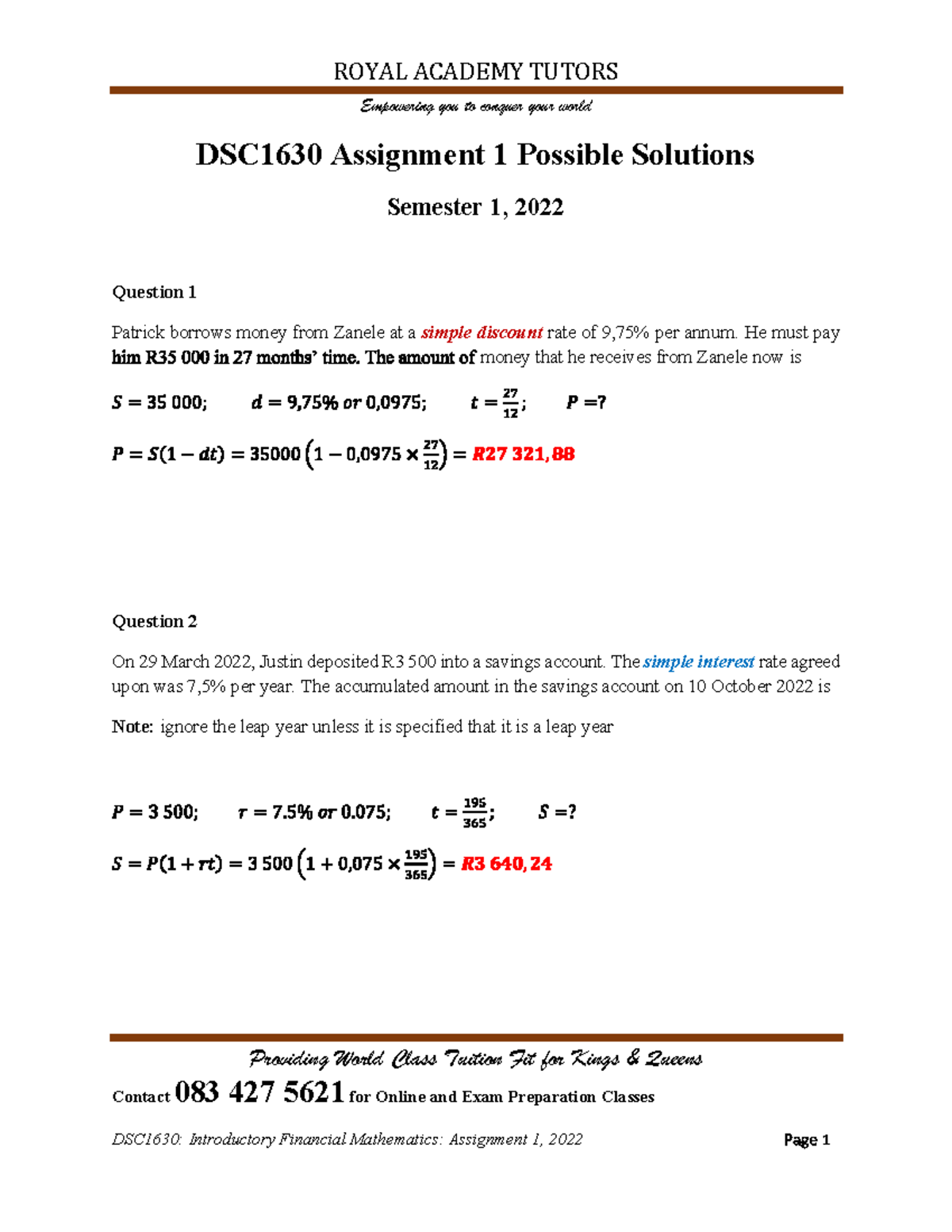 DSC1630 Assignment 1 First Semester - Empowering you to conquer your ... DSC1630 Assignment 1 First Semester - Empowering you to conquer your ...