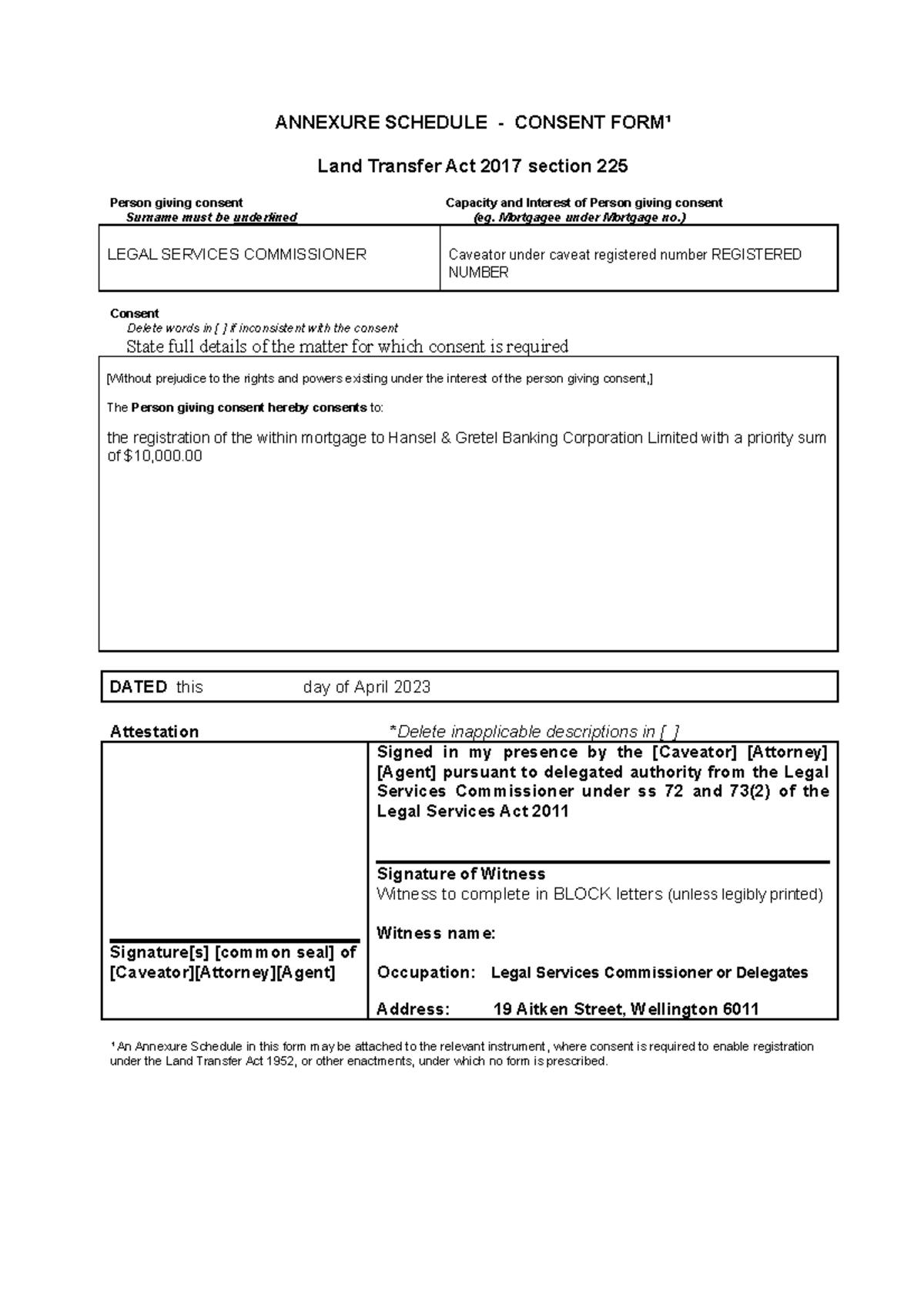 Legal aid annexure schedule consent form - ANNEXURE SCHEDULE - CONSENT ...