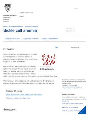 Sickle cell anemia - Symptoms and causes - Mayo Clinic - Sickle cell ...