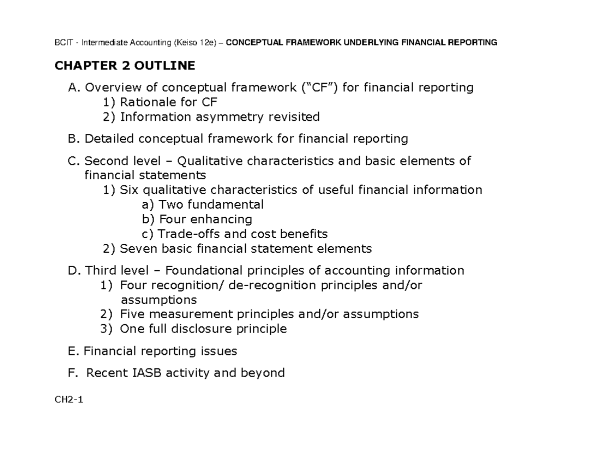 Ch 02 - Lect Notes, Conceptual Framework 3 - 12e (May 17 19) - CHAPTER ...