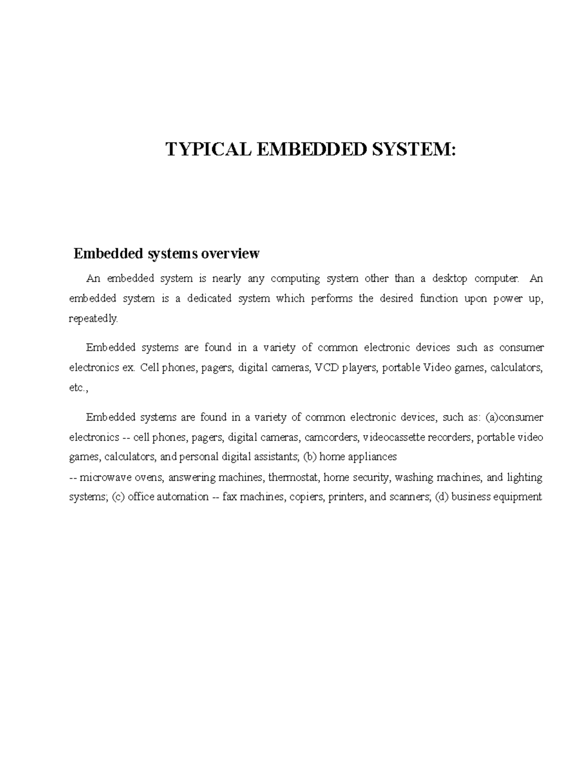 Typical Embedded System - Physics - AMU - Studocu