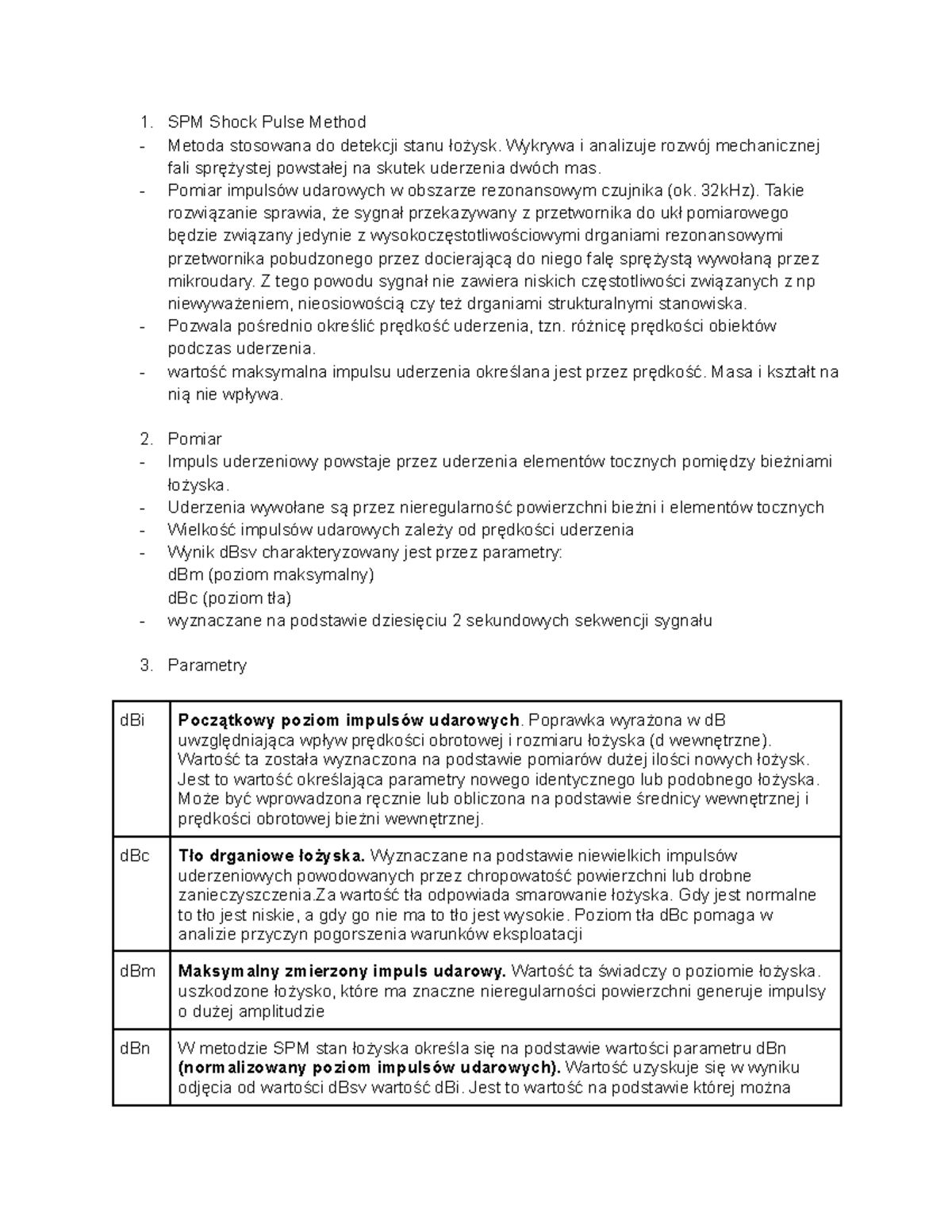 Lab2 - ćw2 wejściówka - SPM Shock Pulse Method Metoda stosowana do ...