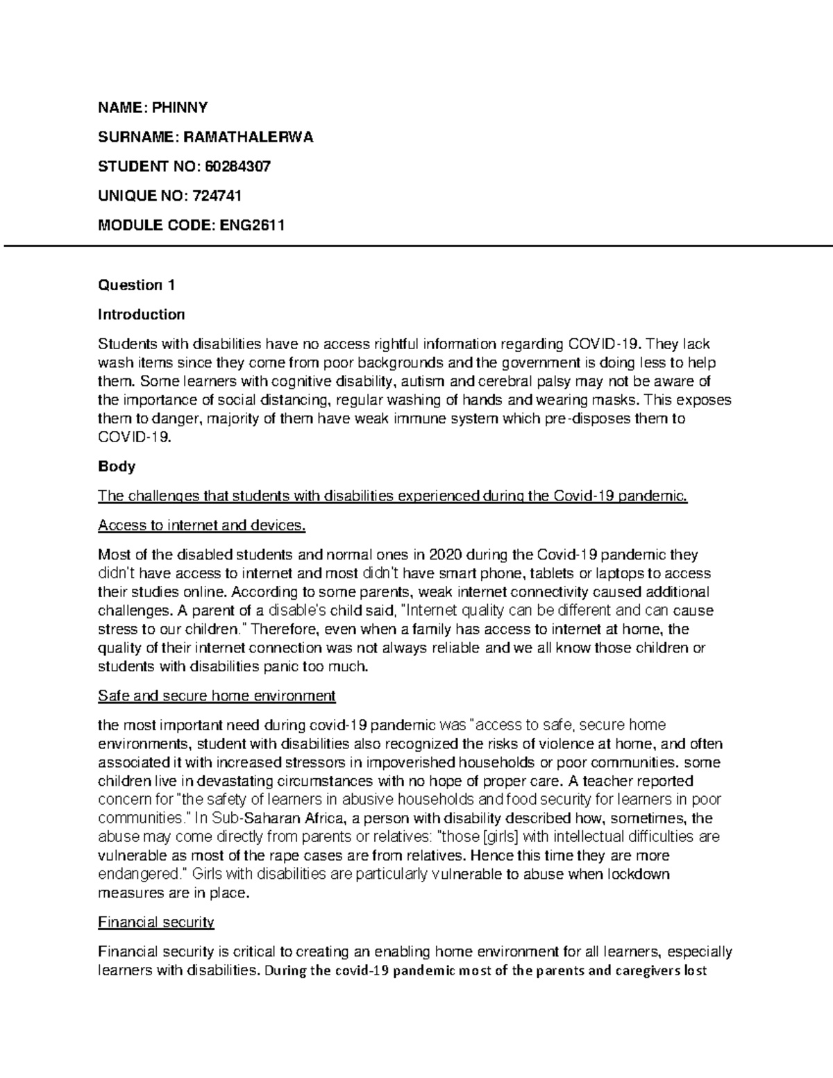 60284307 ENG2611 Assignment 3 - NAME: PHINNY SURNAME: RAMATHALERWA ...