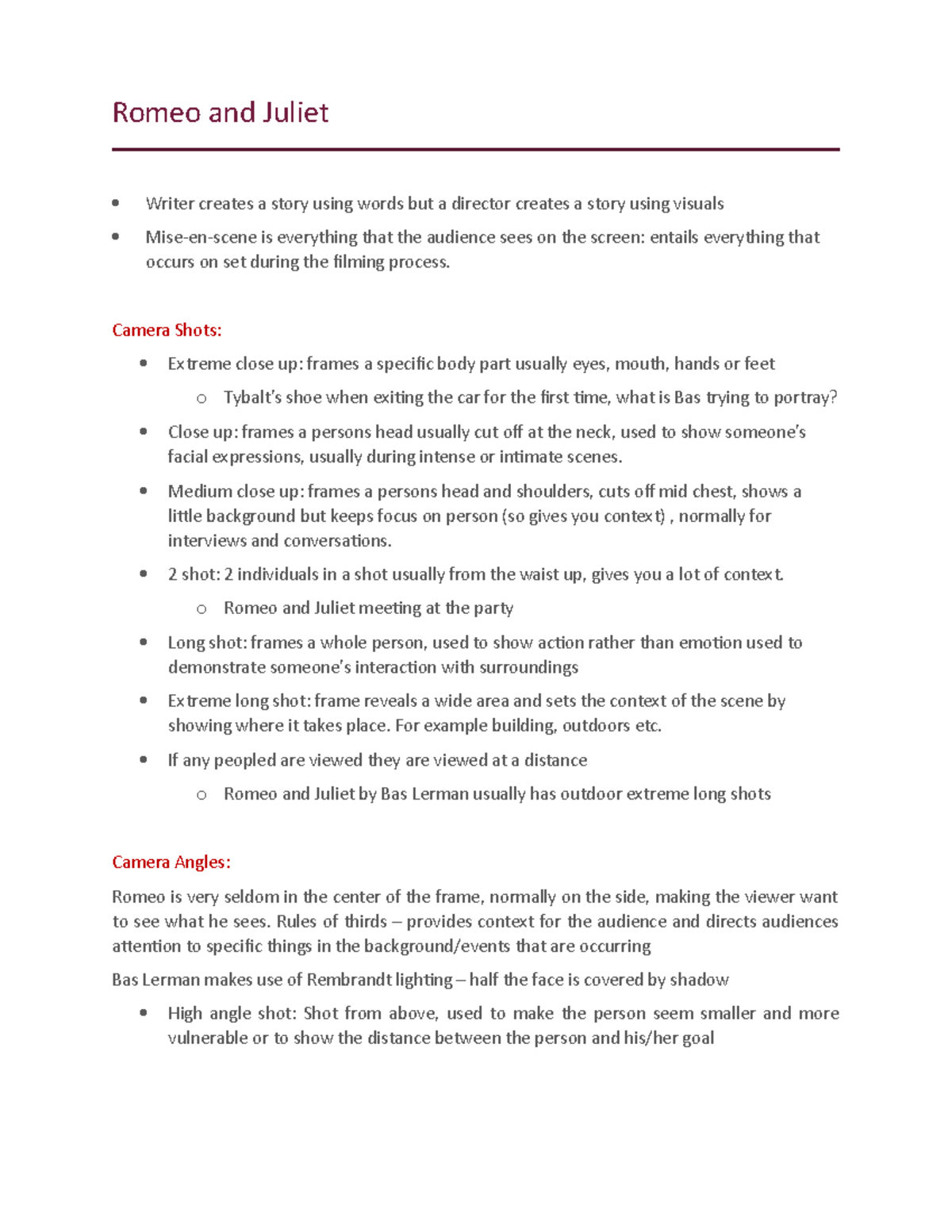 Bas Lerman Film - Romeo and Juliet - Romeo and Juliet Writer creates a ...