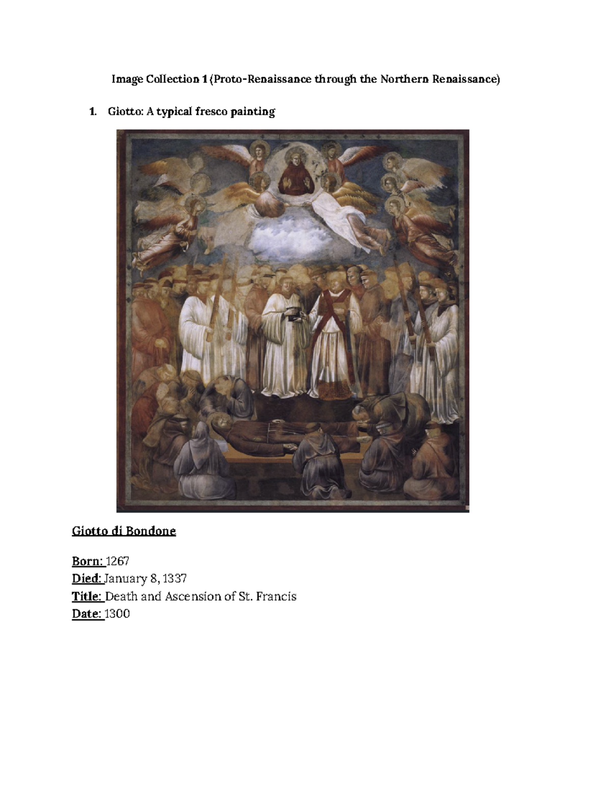 Image Collection - Francis Date: 1300 Giotto: A typical work in tempera ...