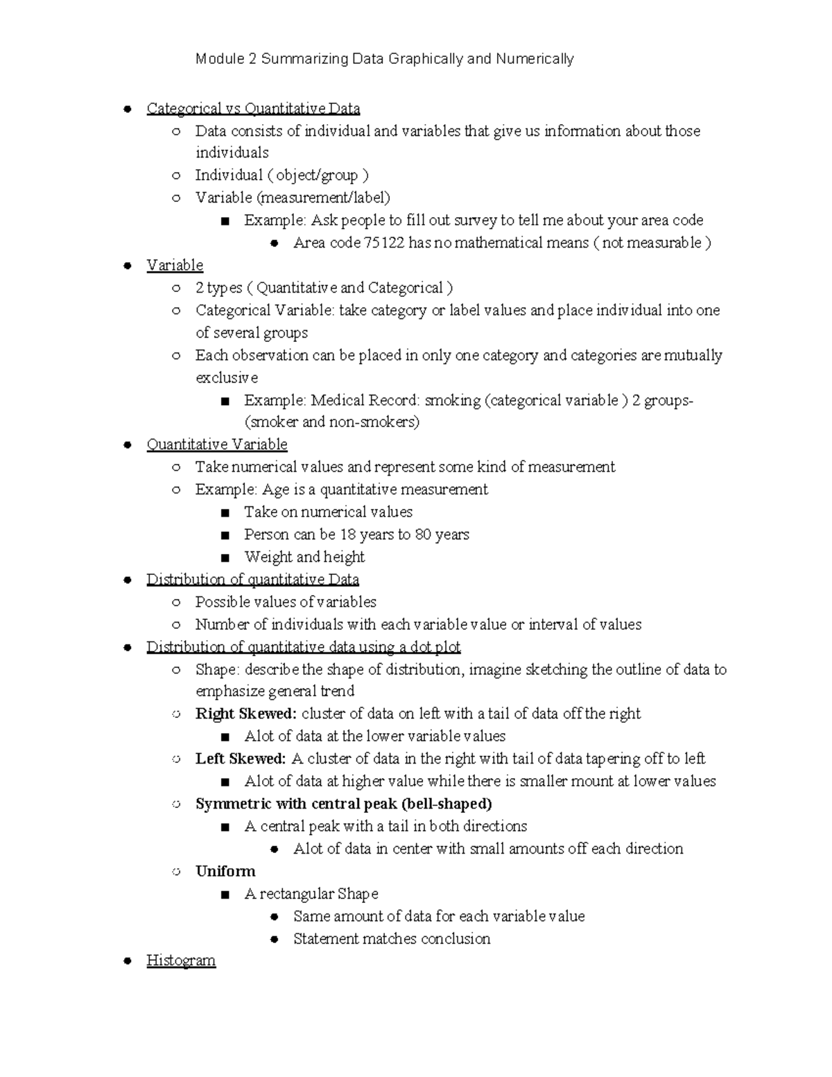 Categorical vs Quantitative Data - Studocu