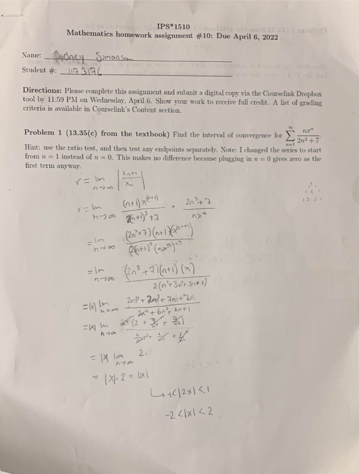 Math Hw 10 - math hw - Ips1500 - U of G - Studocu
