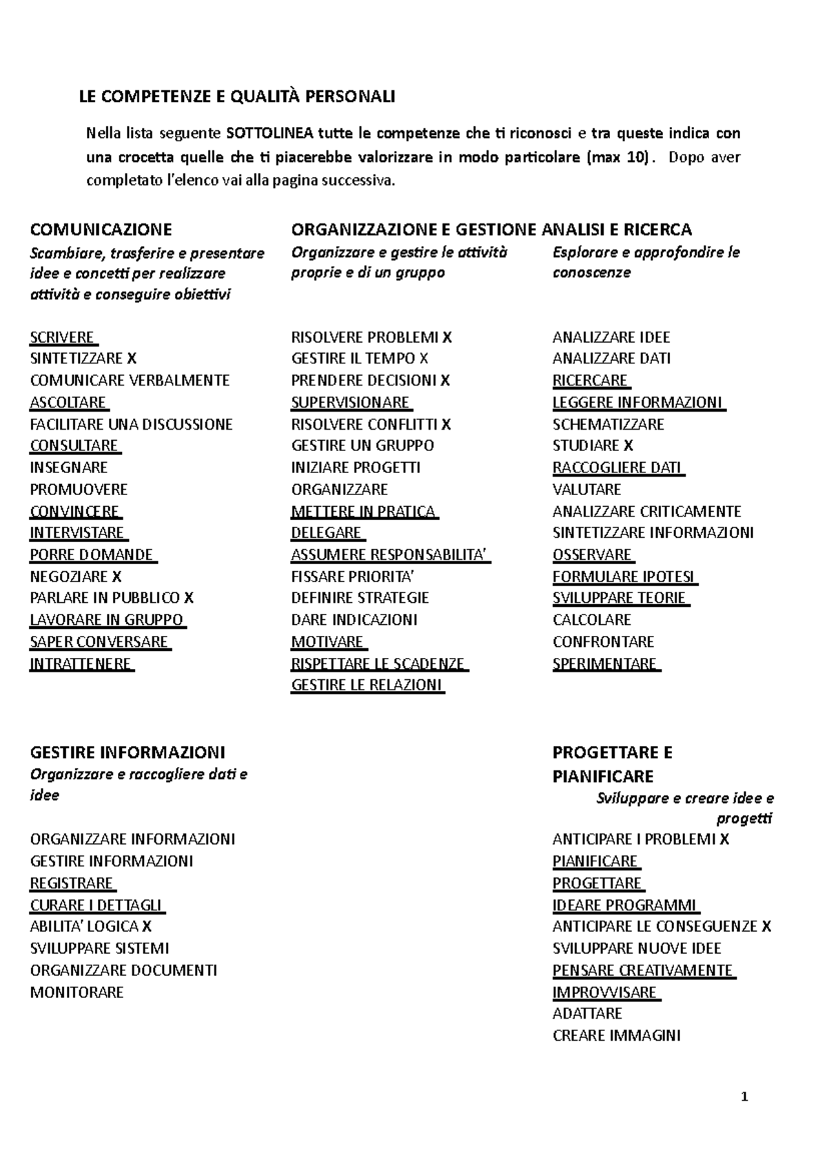 Griglia Delle Competenze - LE COMPETENZE E QUALITÀ PERSONALI Nella ...