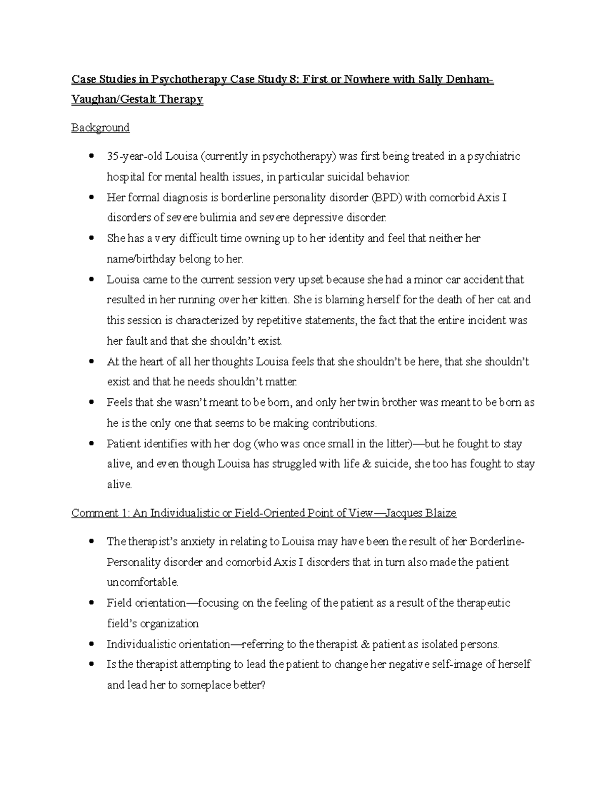 Summary Case Studies in Psychotherapy - Case study 8 - Case Studies in ...