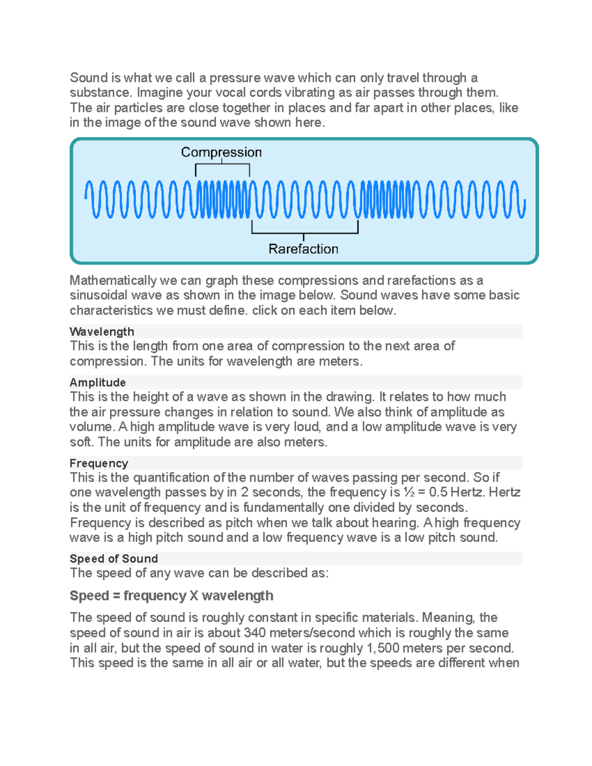 Physics- Light and Sound - Sound is what we call a pressure wave which ...