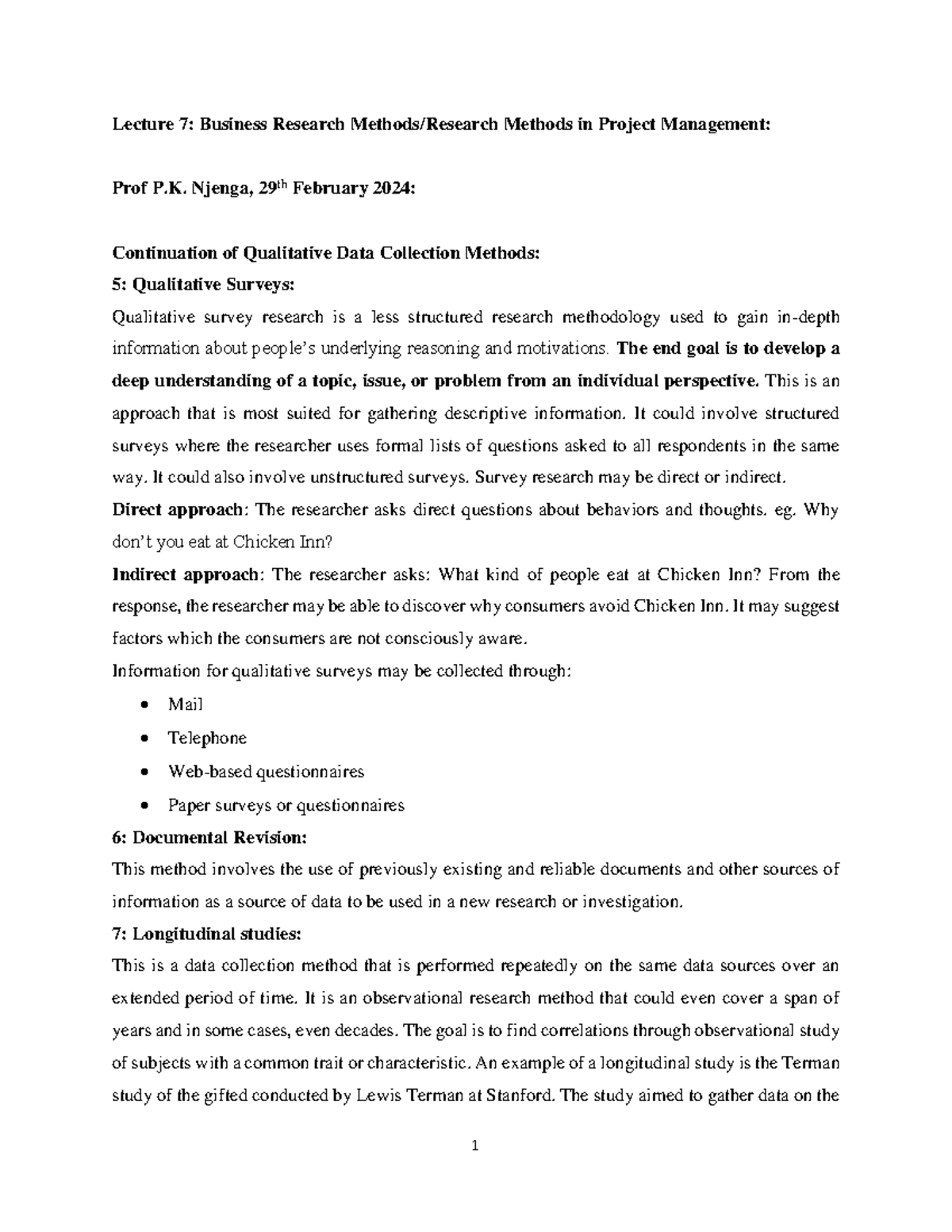 Lecture 7 Research Methods - Lecture 7: Business Research Methods ...