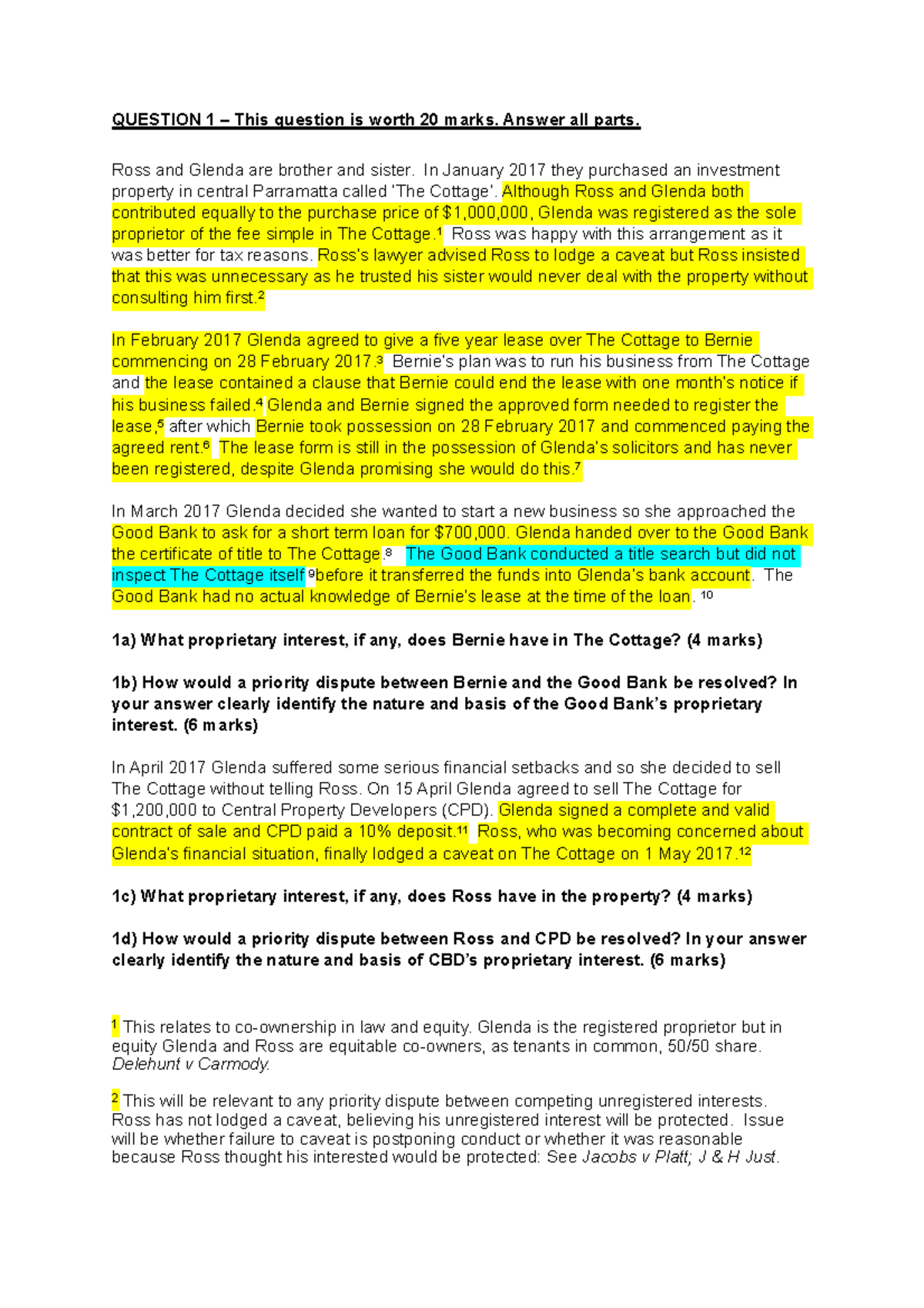 Annotated practice exam question 2021 - QUESTION 1 – This question is ...