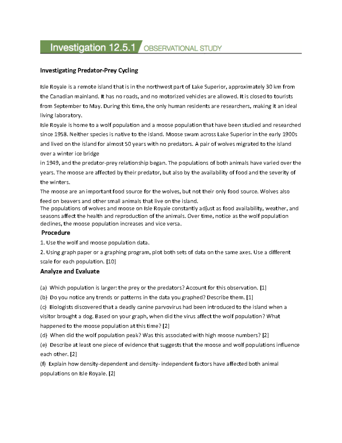 12.5.1 Investigation - Investigating Predator-Prey Cycling Isle Royale ...