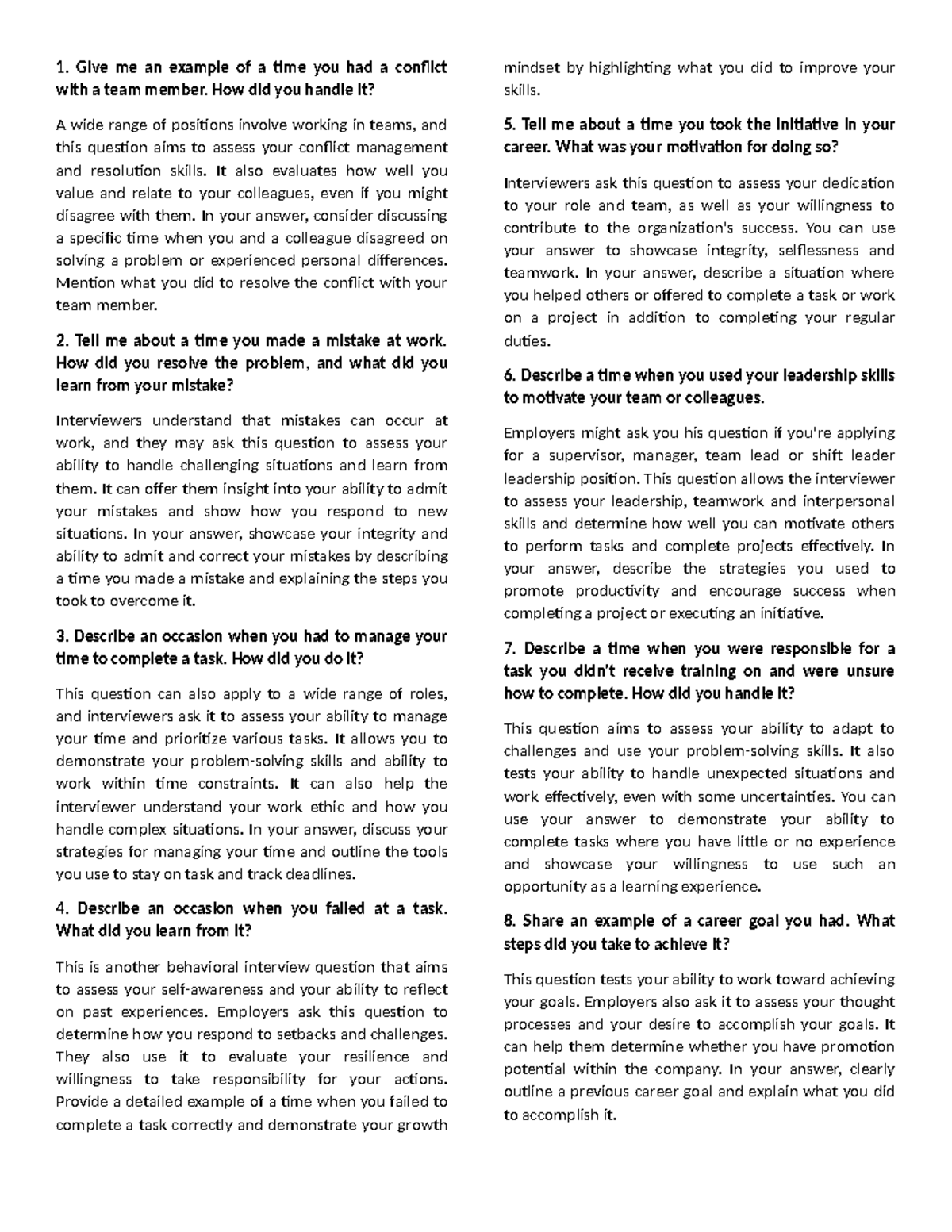 English assignment - SAFASFASFAS - Give me an example of a time you had ...