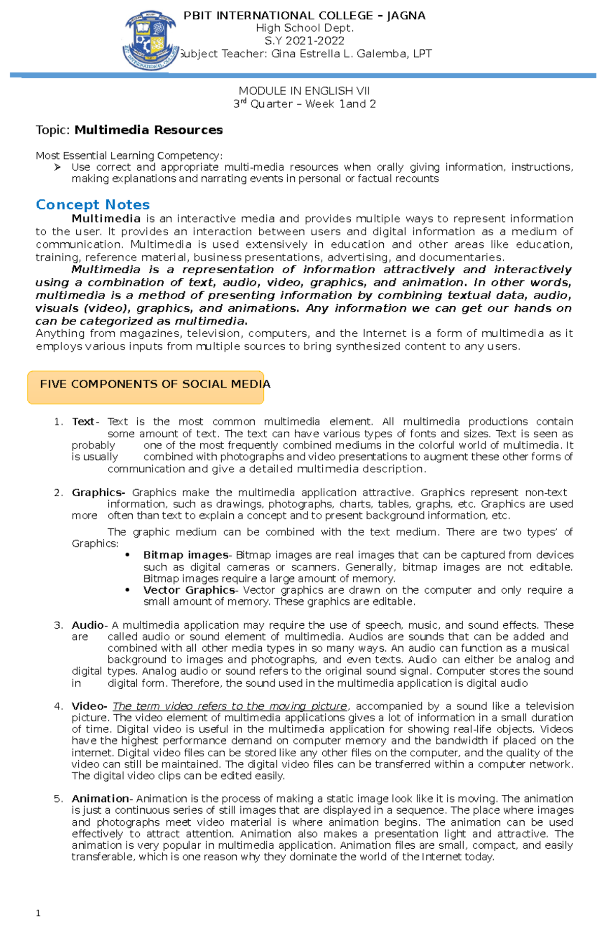 3rd Quarter week 1-2 - notes - PBIT INTERNATIONAL COLLEGE – JAGNA High ...