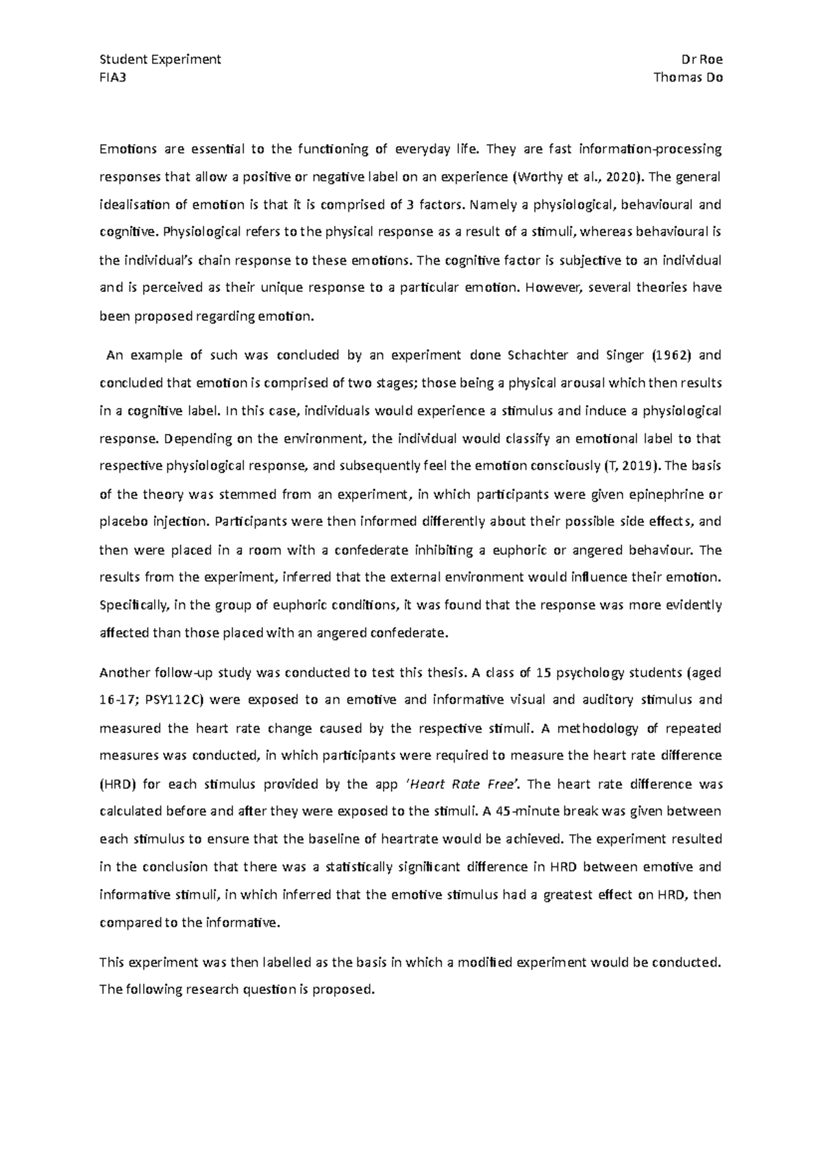 FIA3 Psych Thomas Do - FIA3 QCAA - FIA3 Thomas Do Emotions are ...