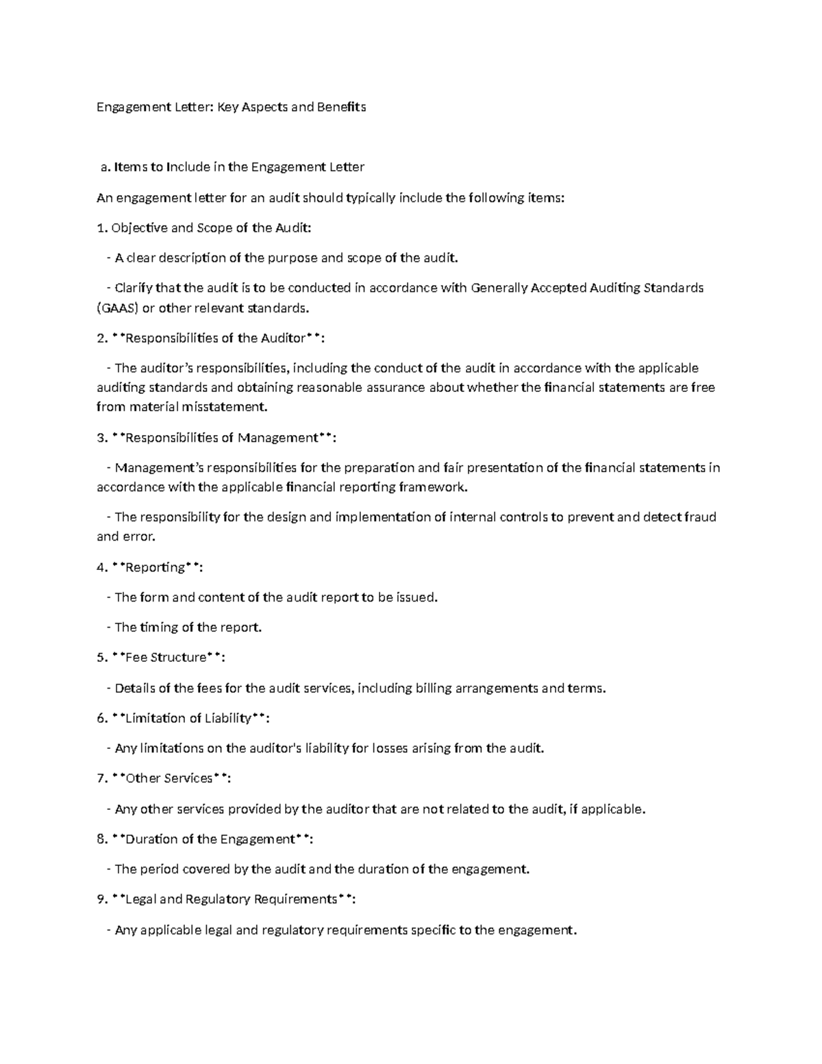 Ap5 Group Ass Engagement Letter Key Aspects And Benefits A Items To Include In The
