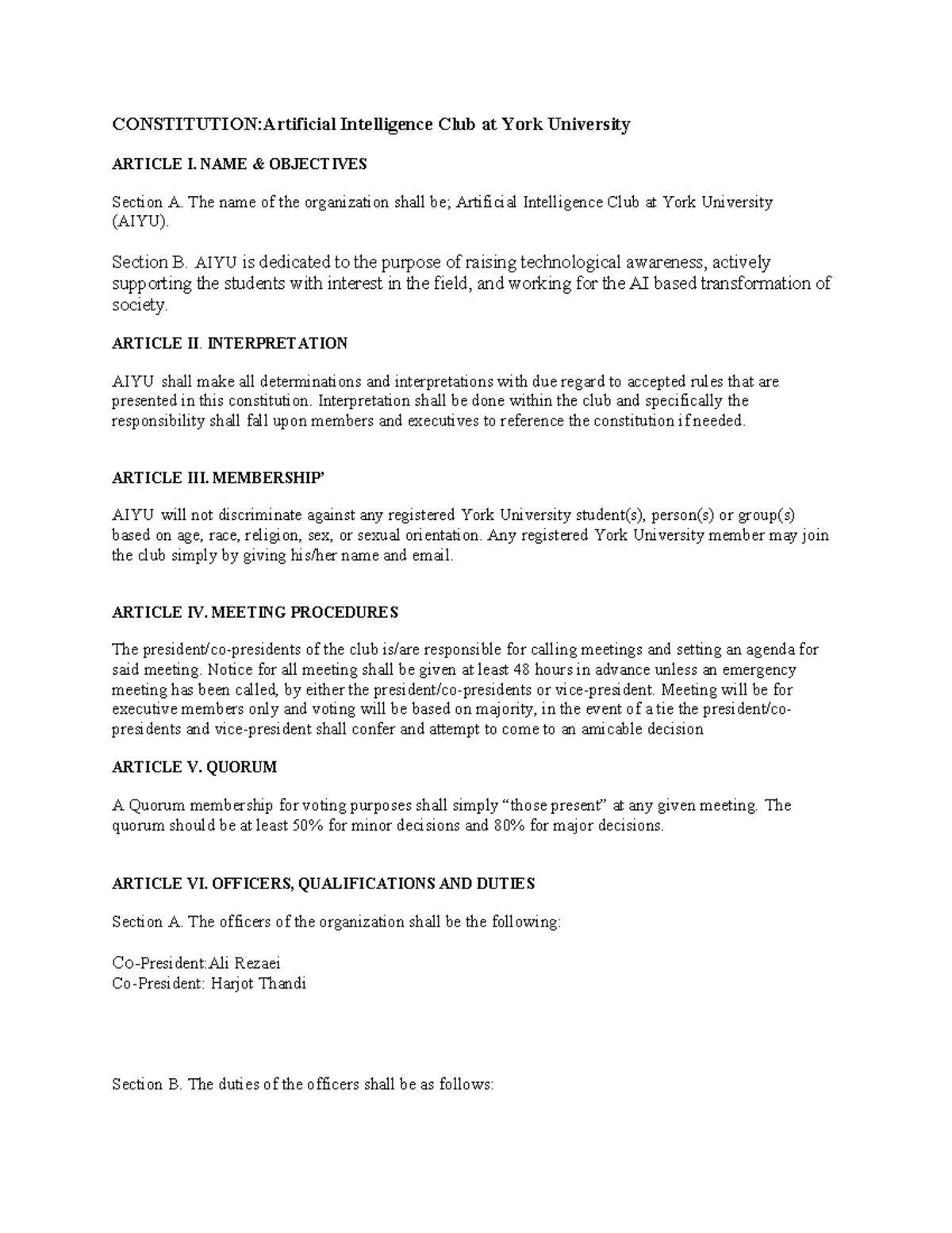 AIYU Constitution V1 - Book - CONSTITUTION:Artificial Intelligence Club ...