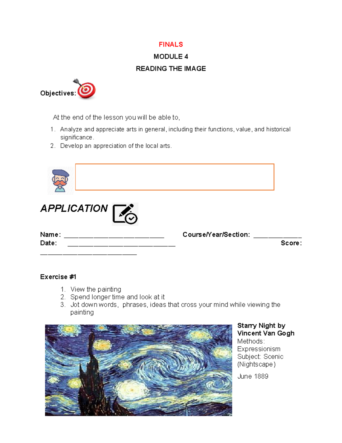 Module 4- Reading THE Image-exer01 finals - FINALS MODULE 4 READING THE ...