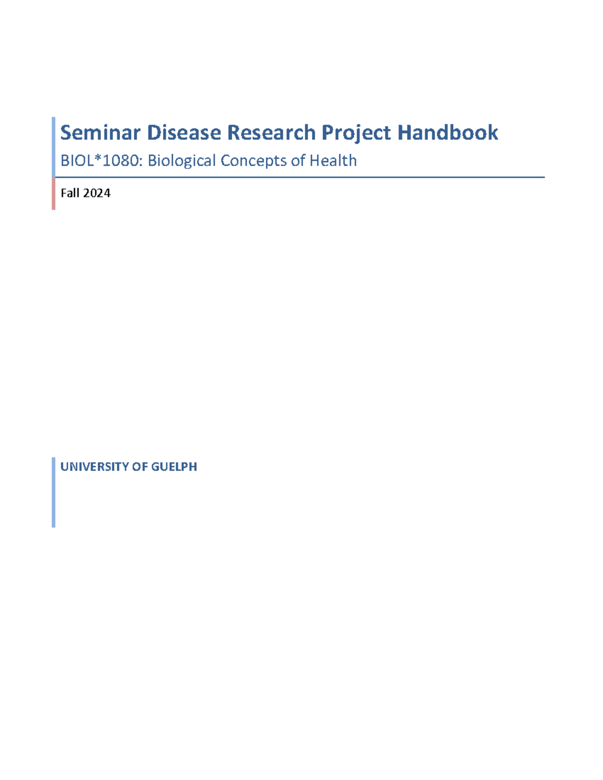 Disease Research Handbook F24 - Seminar Disease Research Project ...
