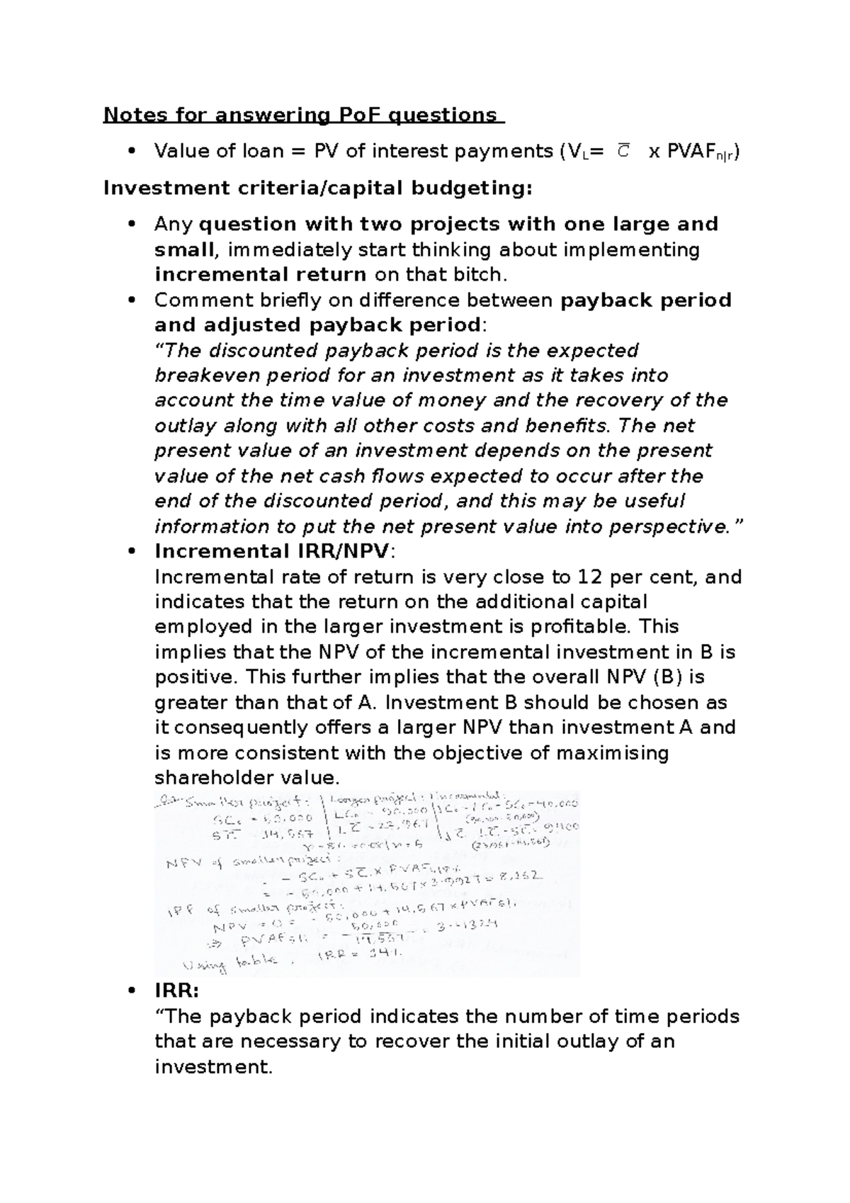 Po F Notes for Answering Questions - Notes for answering PoF questions ...