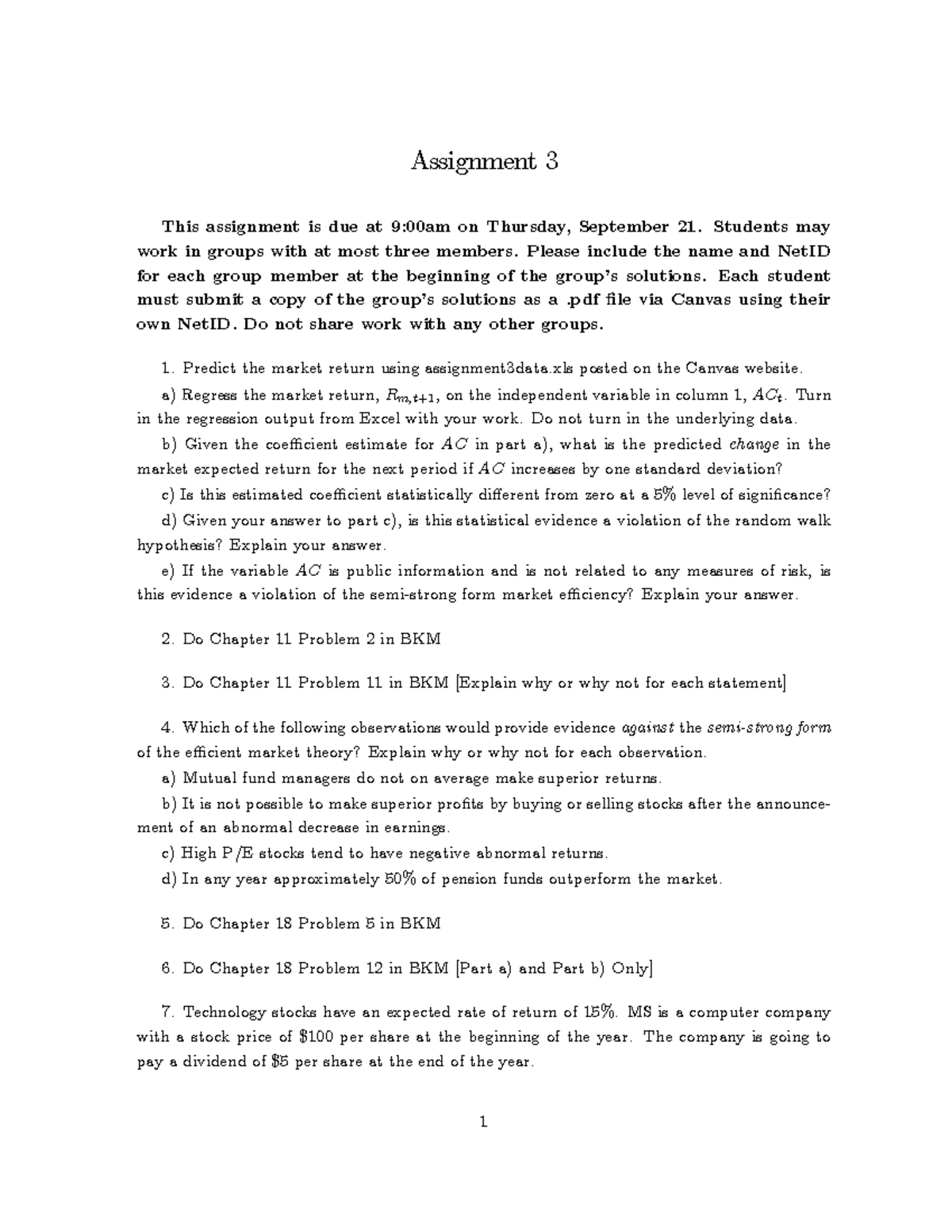 Assignment 3 230914 - Assignment 3 This assignment is due at 9:00am on ...