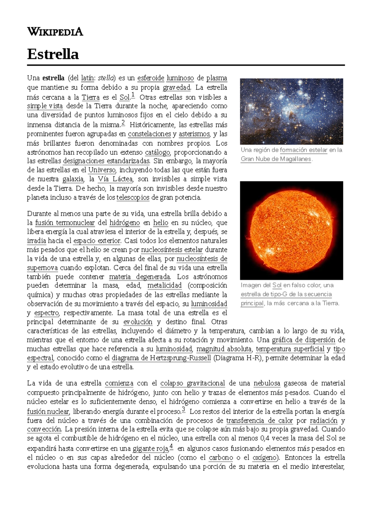 Estrella - teoria - Una región de formación estelar en la Gran Nube de ...