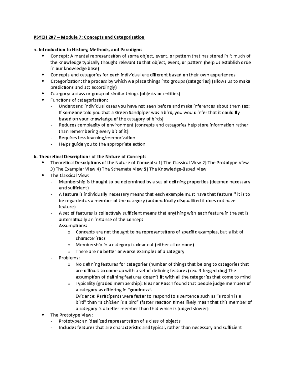 Psych 207 Module 7 Notes - PSYCH 207 – Module 7: Concepts and ...