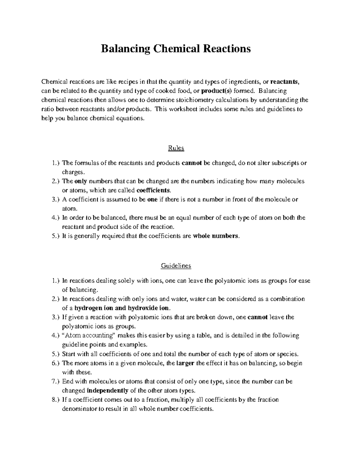 Balancing-Chemical-Reactions DONE - Balancing Chemical Reactions ...
