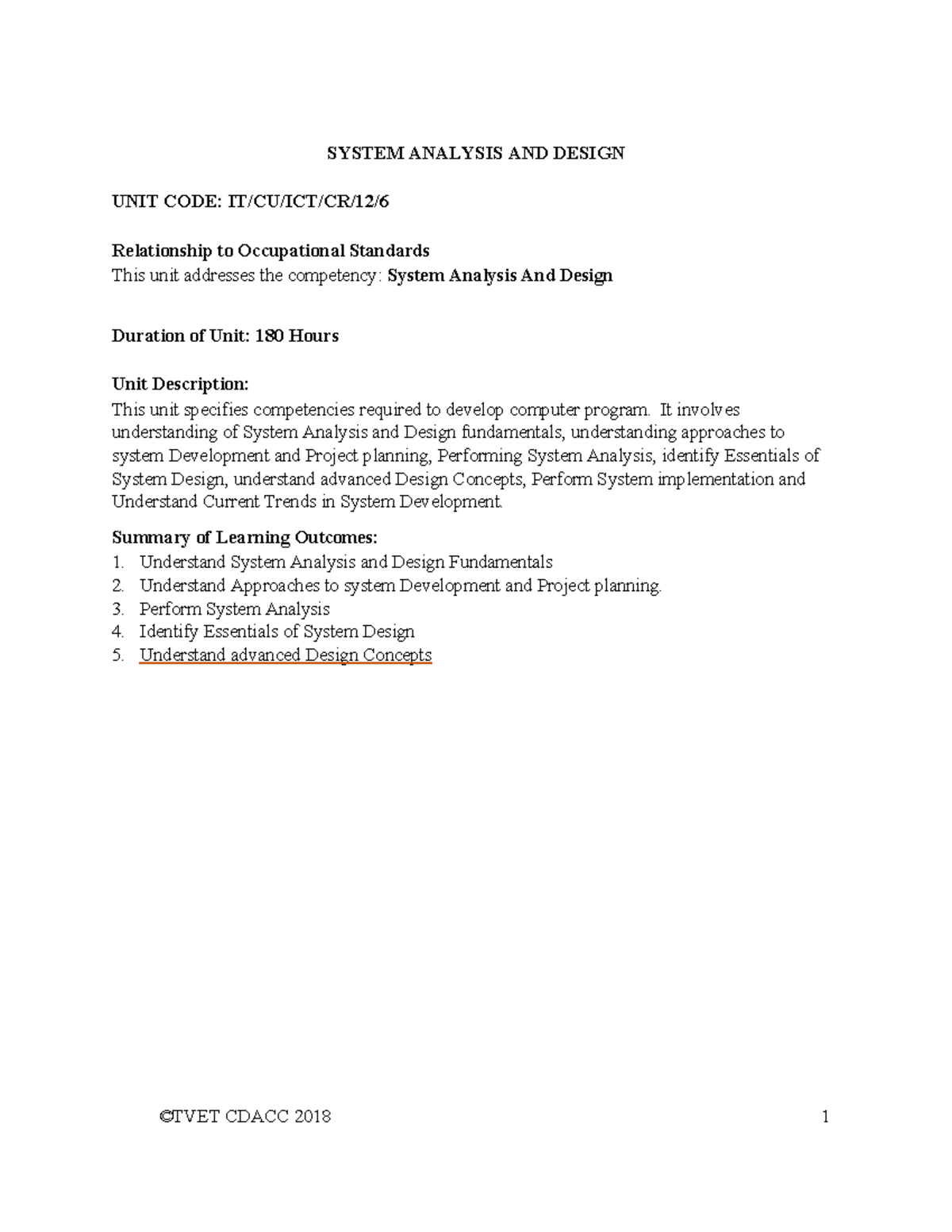 System Analysis AND Design UNIT CODE - SYSTEM ANALYSIS AND DESIGN UNIT ...