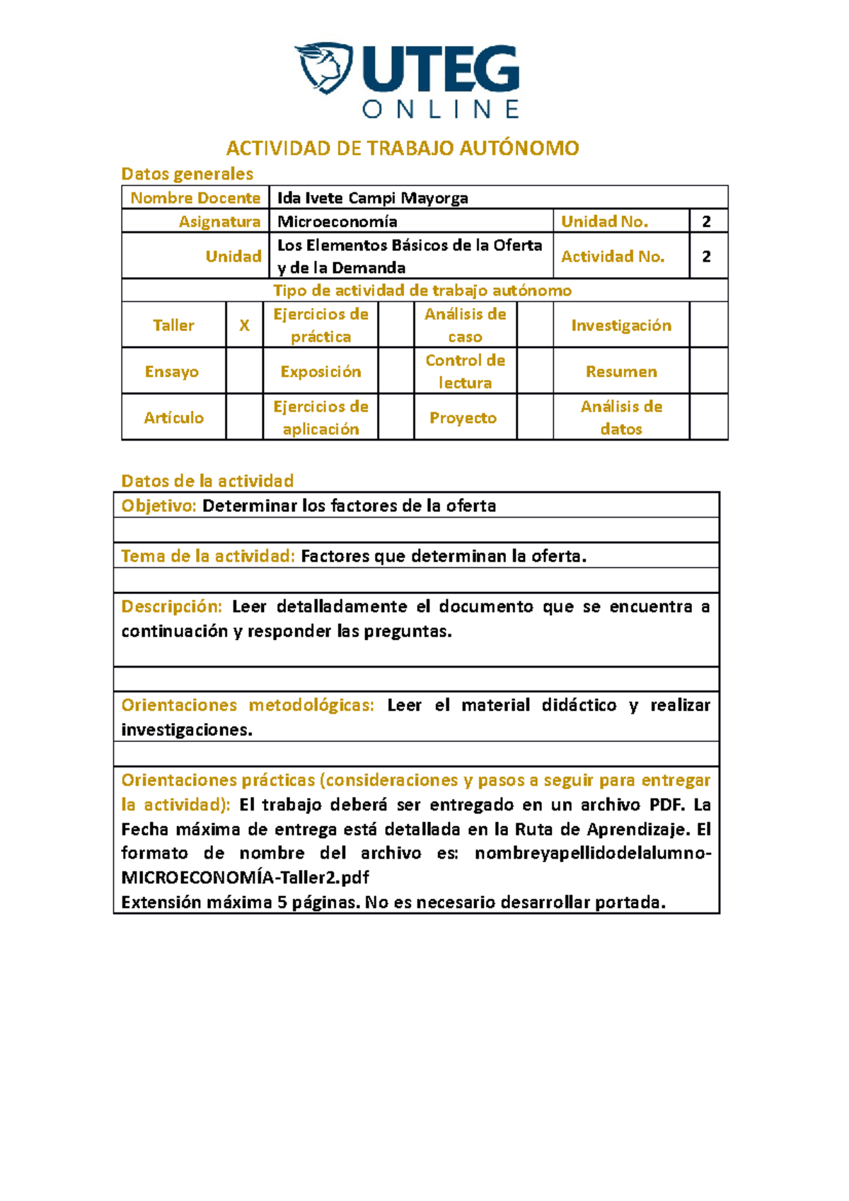 Taller Unidad 2 3 1 - material adicional - ACTIVIDAD DE TRABAJO ...