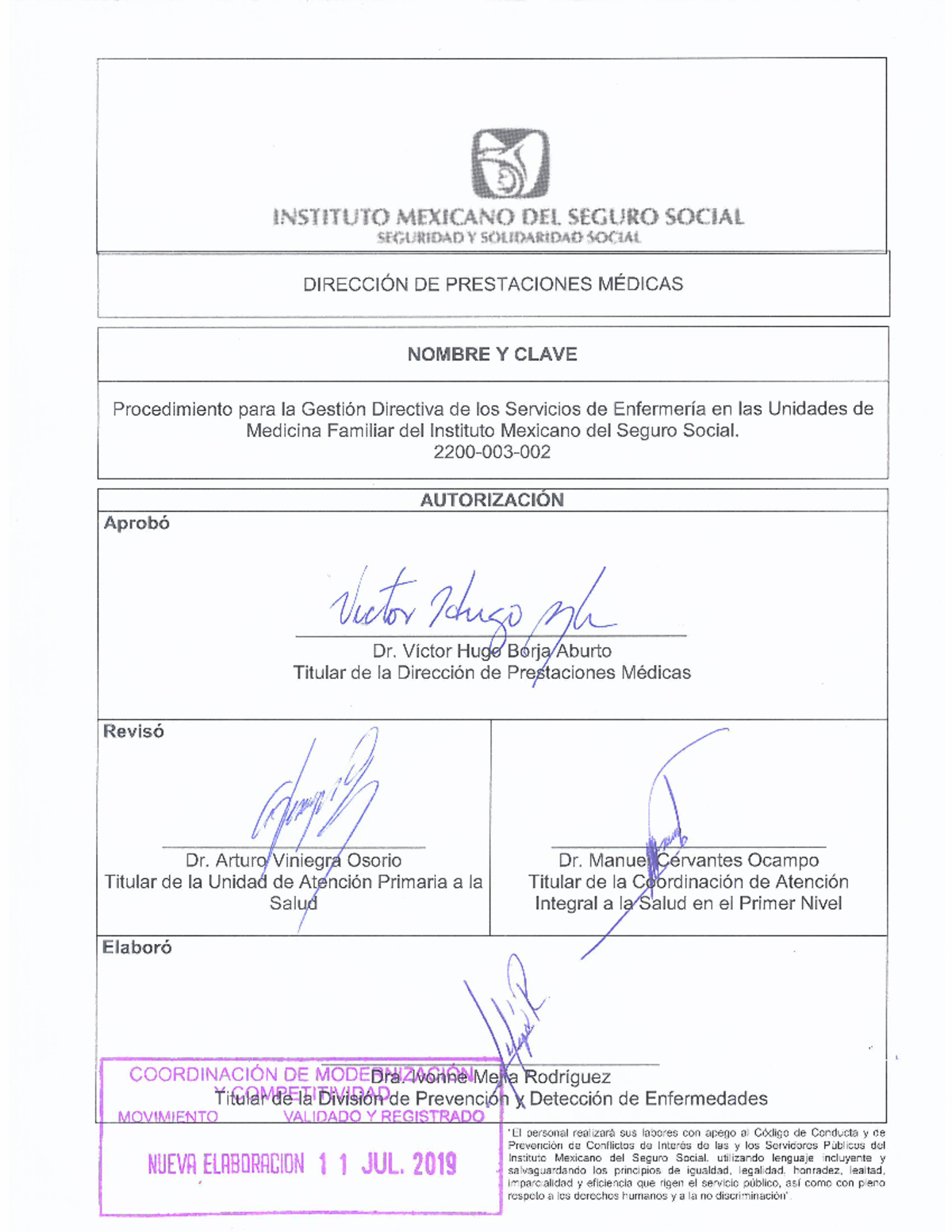 2200-003-002Procedimientos para la Gestión directiva de enfermeria en UMF - ÍNDICE Página 1 Base ...