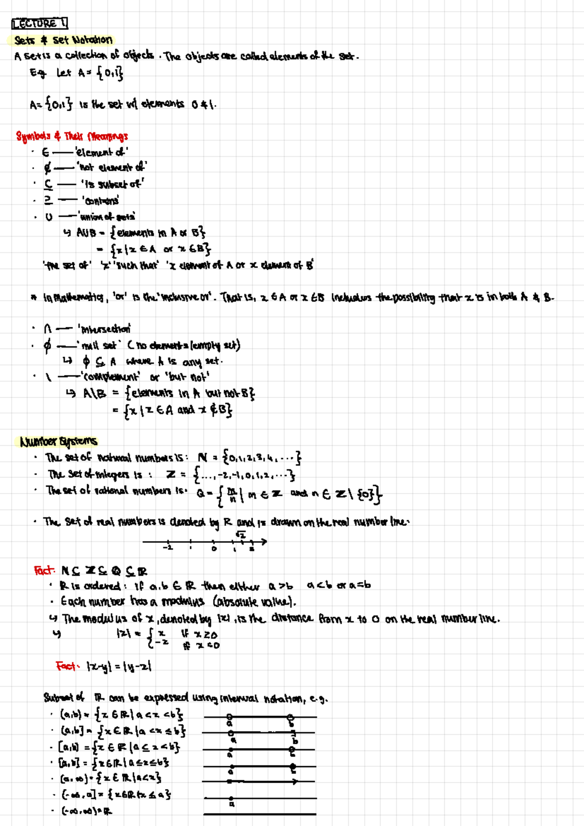 Calculus Lectures - LECTURE 1 Sets set Notation A setis a collection of ...