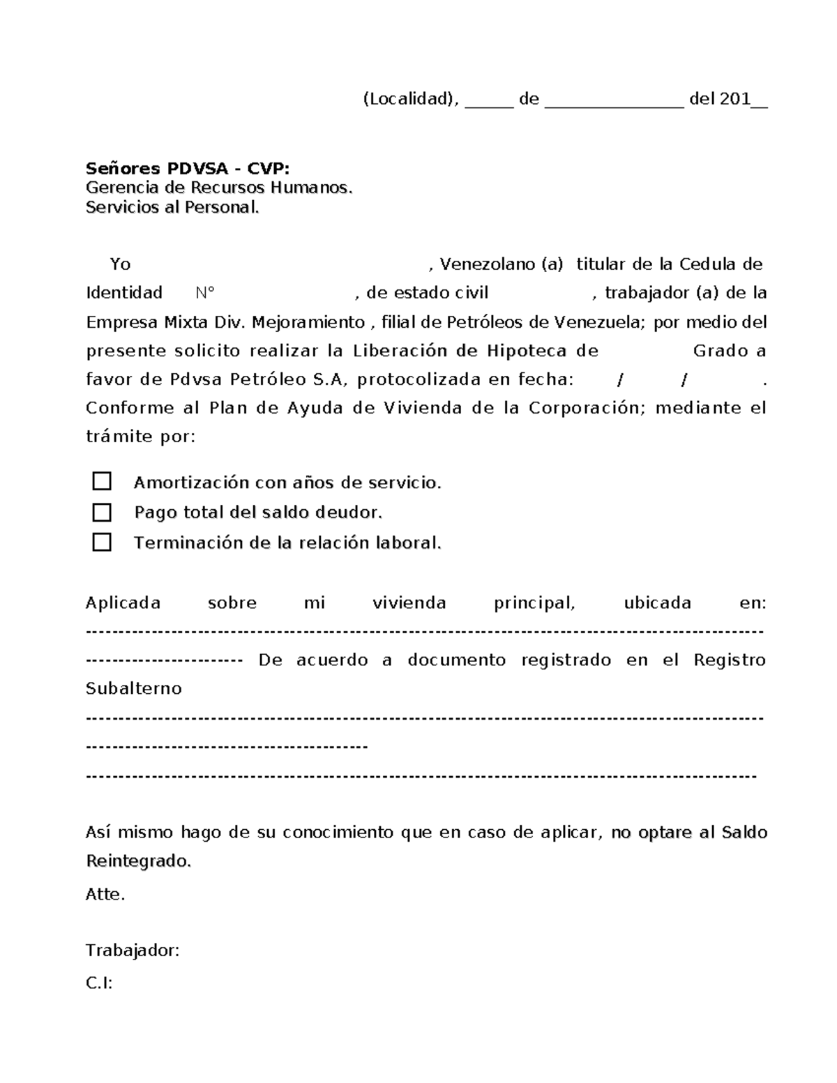 Formato Carta de Exp.De Motivo - (Localidad), ______ de ...