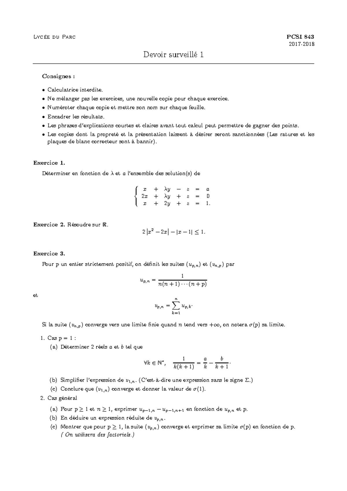 Devoir-7-enonce - Devoir-7-enonce - Lycée du Parc PCSI 843 2017- Devoir surveillé 1 Consignes ...