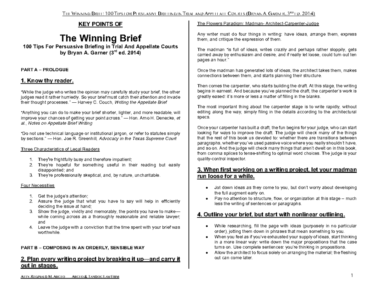 507854498 The Winning Brief Tips 1 19 - THE WINNING BRIEF : 100 TIPS ...