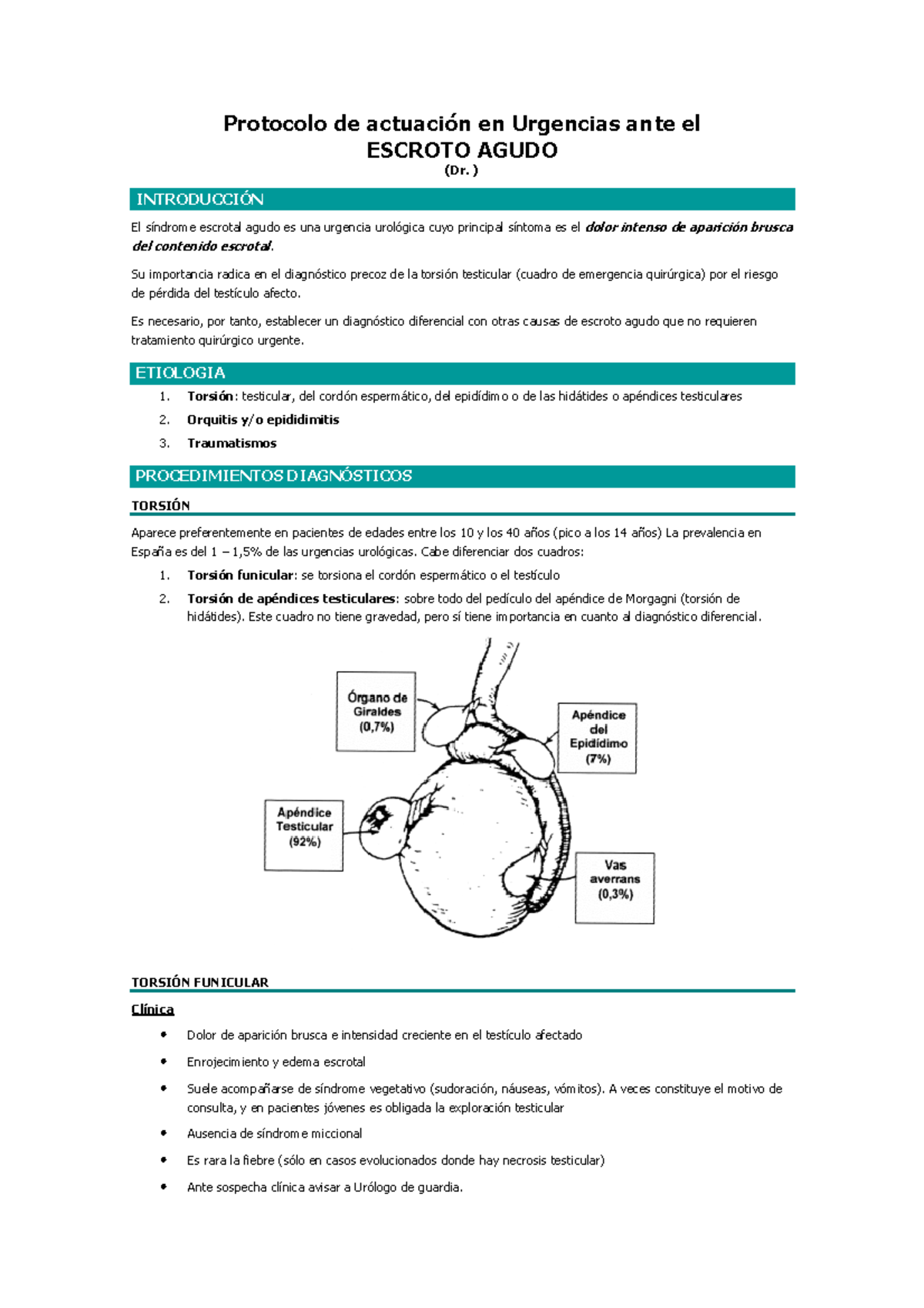 Escroto agudo - Resumen Urología - Protocolo de actuación en Urgencias ...
