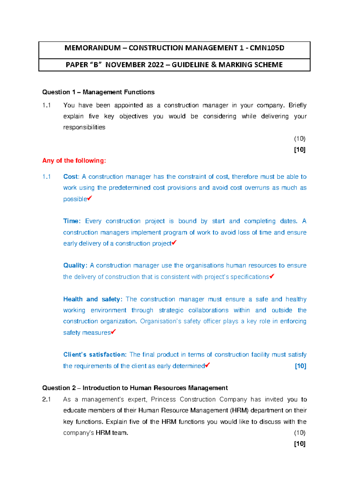 Memorandum Paper B - Practice materials - MEMORANDUM – CONSTRUCTION ...