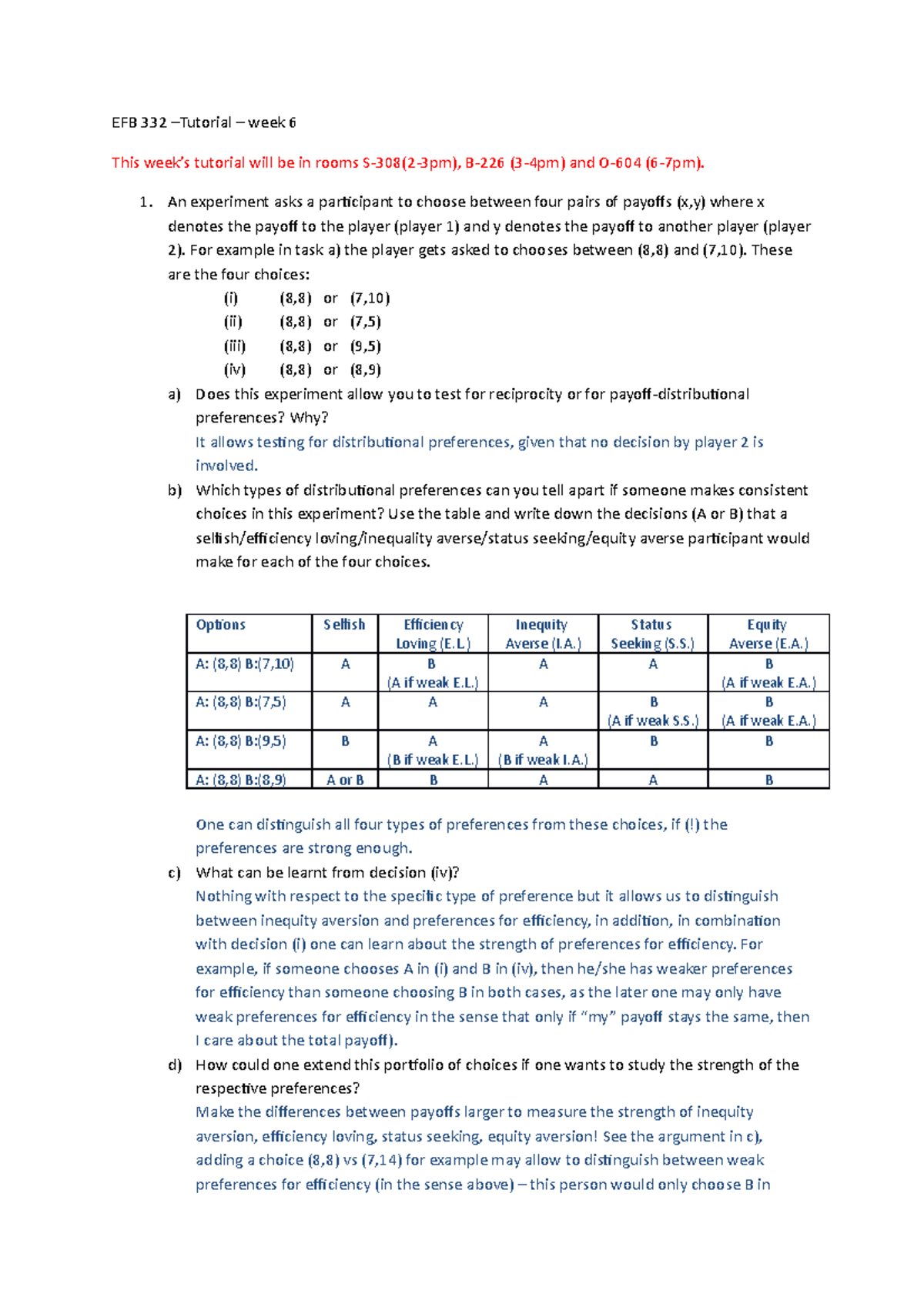 Tutorial Week 6 w answers - EFB 332 –Tutorial – week 6 This week’s ...