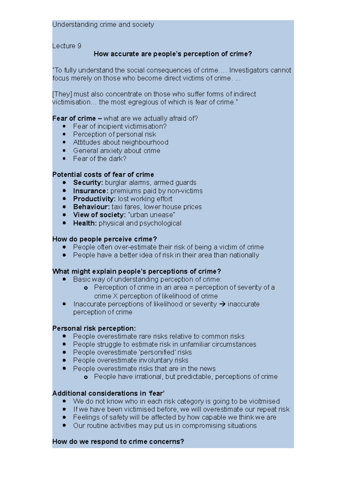 how accurate are peoples perceptions of crime - Understanding crime and ...