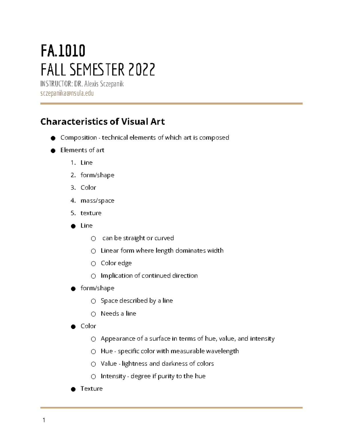 Fine Arts 4 - notes about the elements of art, principles of design ...