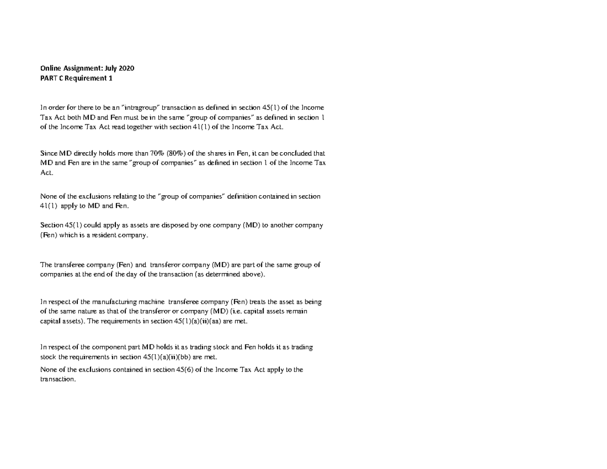 Homework 2020 Assignment 1 Solution - Part C - Online Assignment: July ...