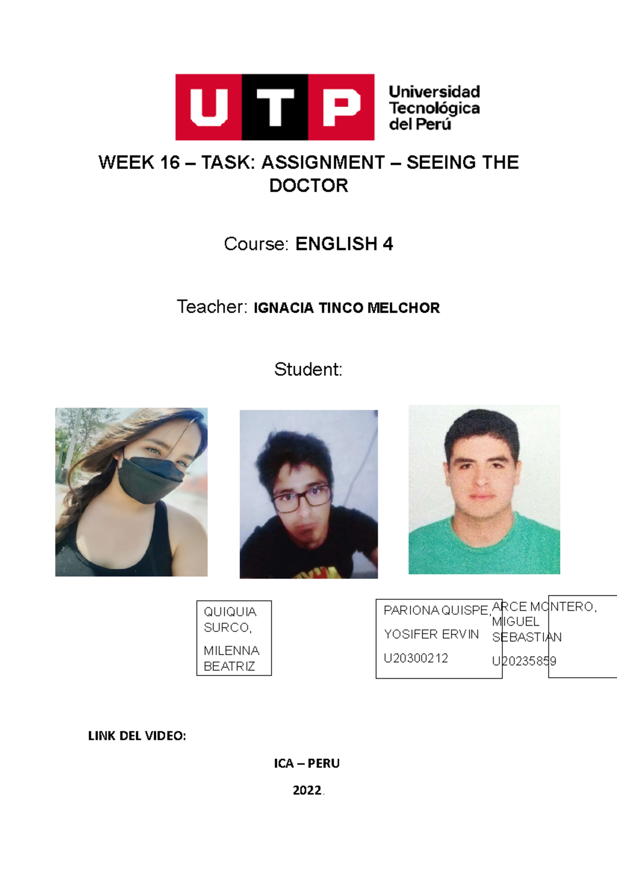 S16. Seeing the Doctor - WEEK 16 – TASK: ASSIGNMENT – SEEING THE DOCTOR ...