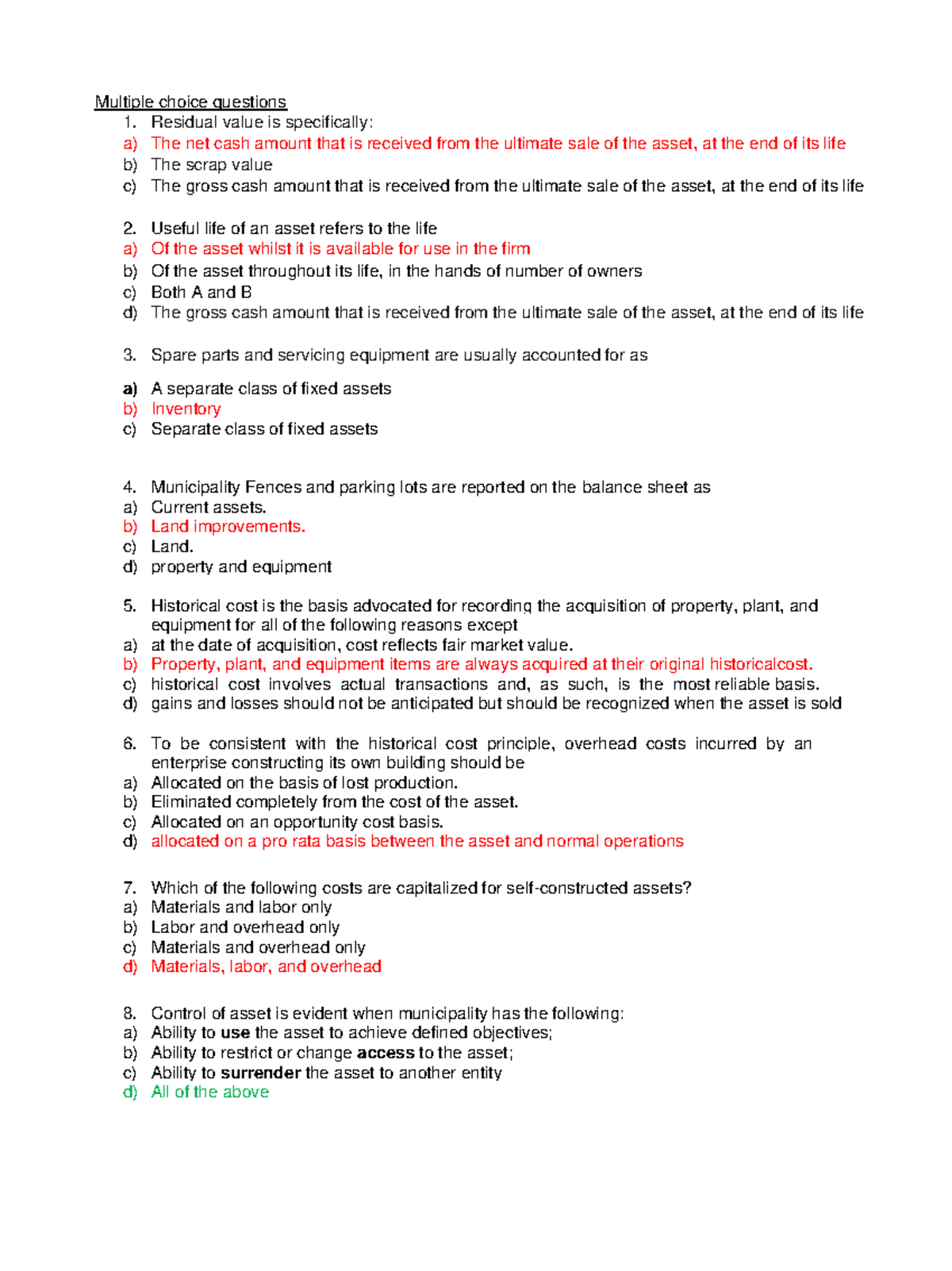 PFM 216D Asset Management Questions AND Suggested Solutions - Multiple ...