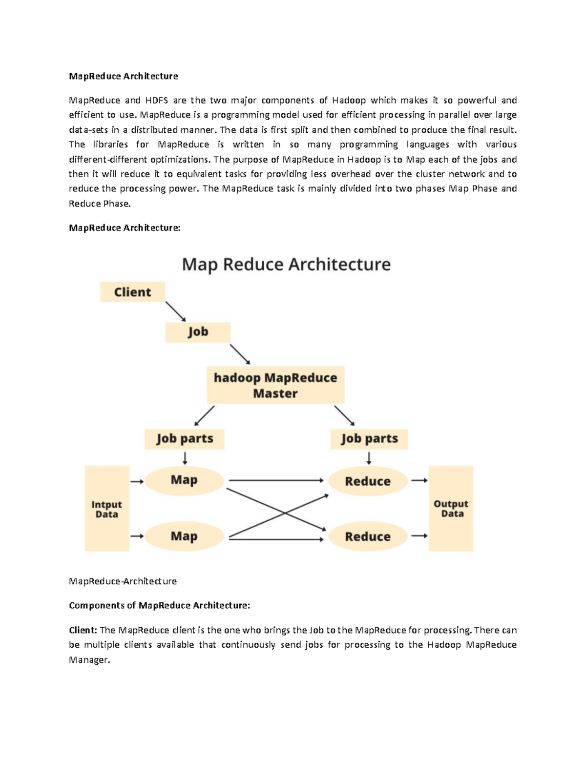 Cc notes mod 6 - MapReduce Architecture MapReduce and HDFS are the two ...
